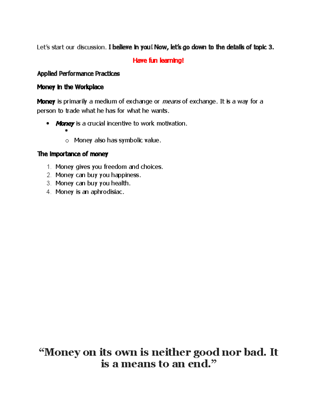Module 4 Lecture Notes 1 Lets Start Our Discussion I Believe In