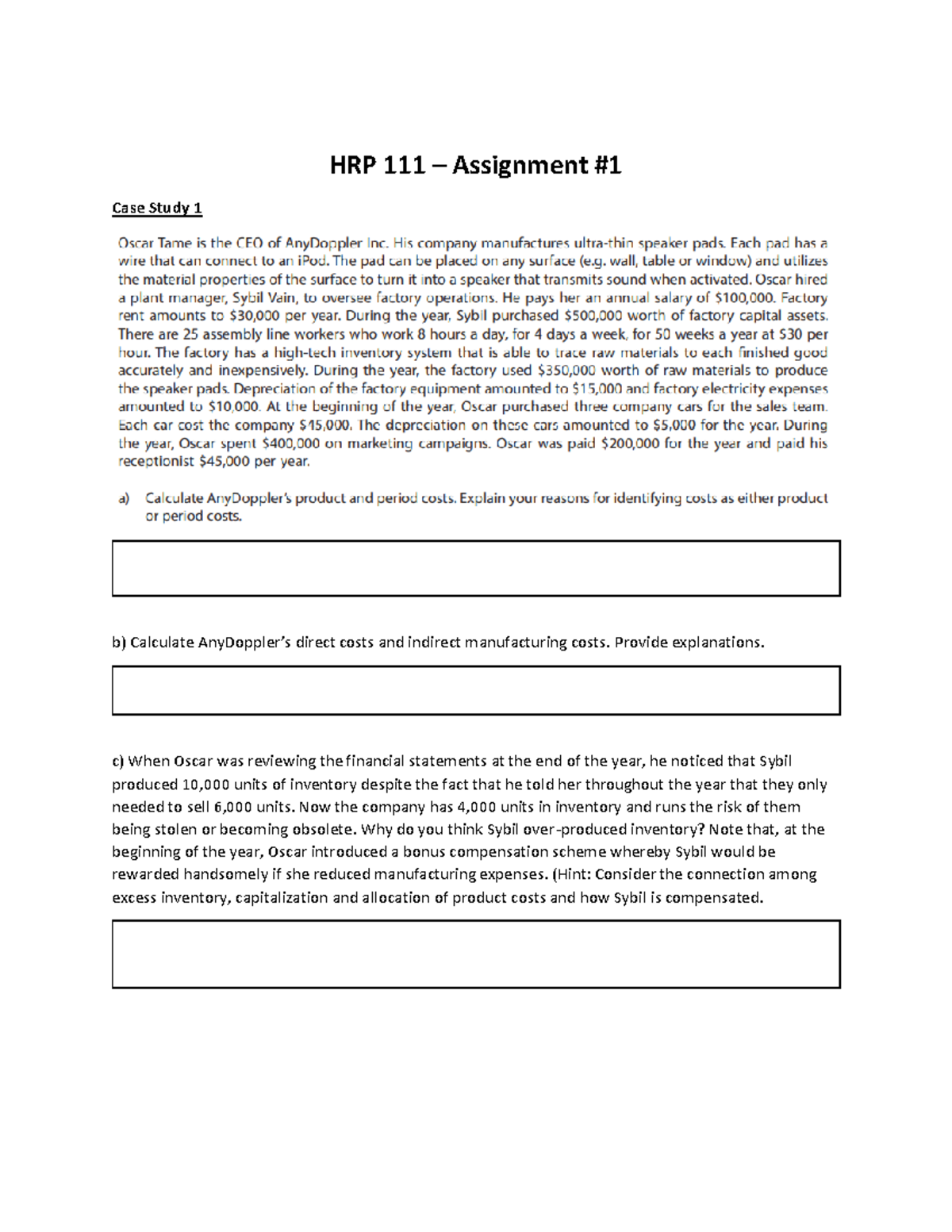 Accounts HRP 111 - Assignment 1 - HRP 111 – Assignment Case Study 1 b ...