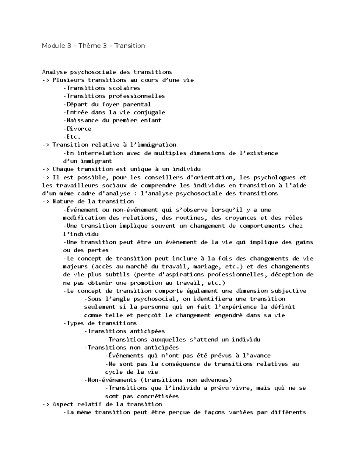 Module 3 - Thème 3 - Transition - Module 3 – Thème 3 – Transition ...