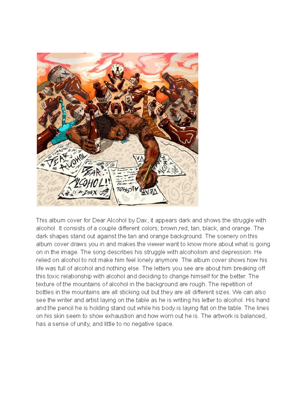 Art discussion 2 - This album cover for Dear Alcohol by Dax, it appears ...