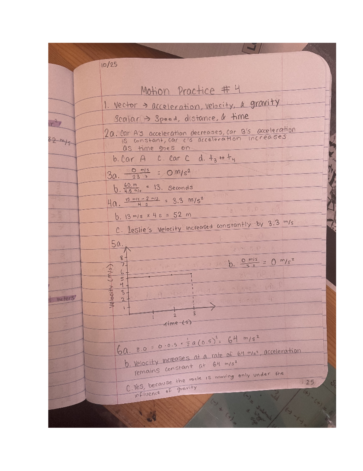 Motion Prac 4 - idk - Motion Practice 4 1. Vector acceleration ...