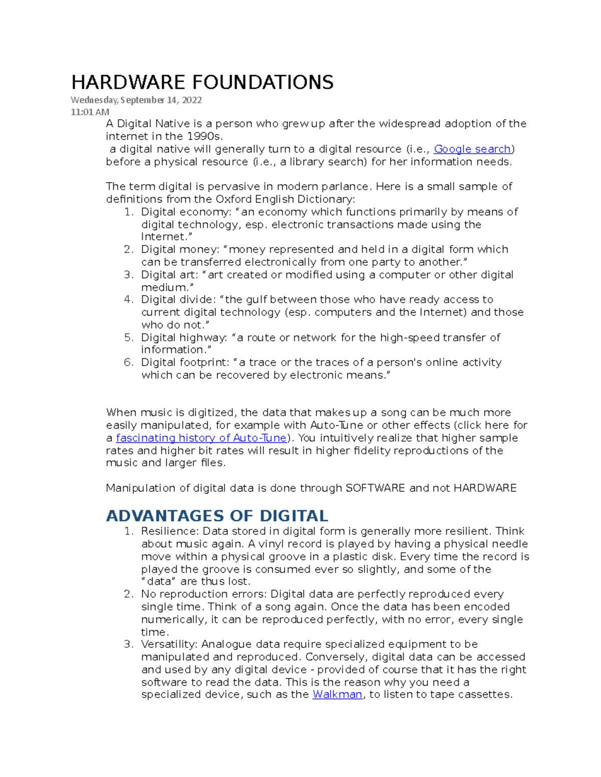 Hardware notes 2 - HARDWARE FOUNDATIONS Wednesday, September 14, 2022 ...