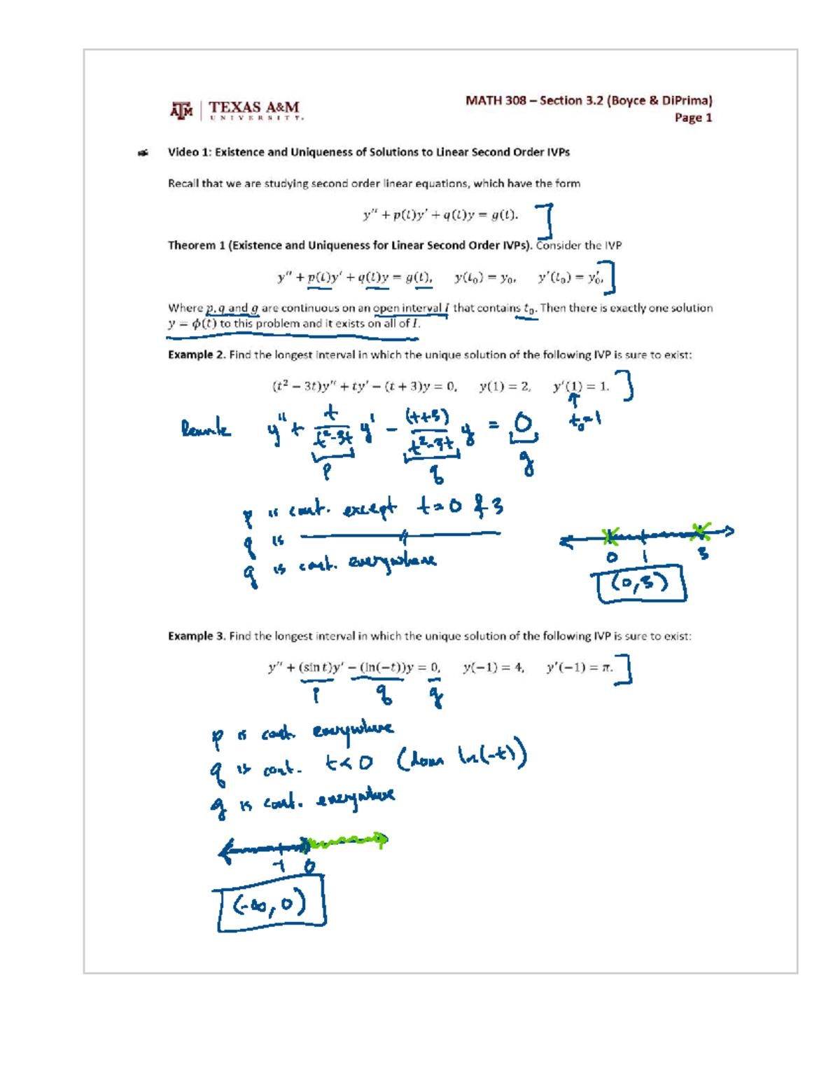 Diff EQ - 3.2 Completed Section Notes (Boyce Di Prima) - MATH 308 - Studocu