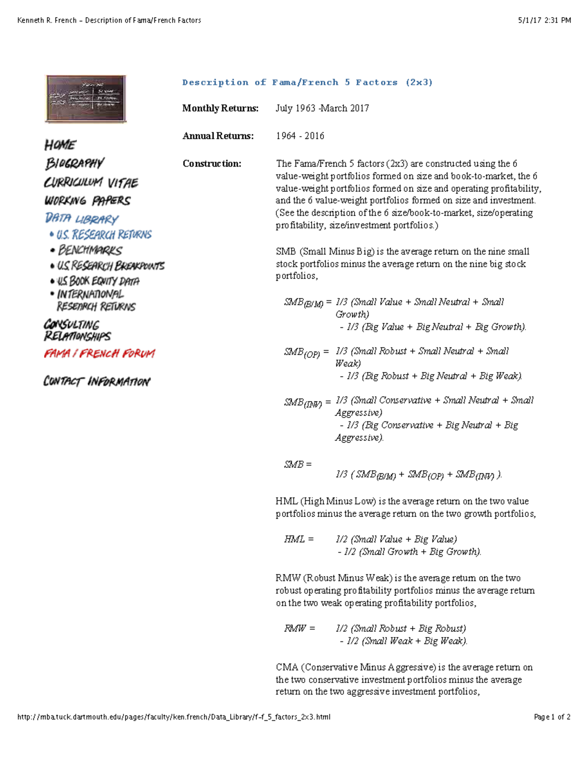 5 Kenneth R. French - Description of Fama French Factors copy - Kenneth ...