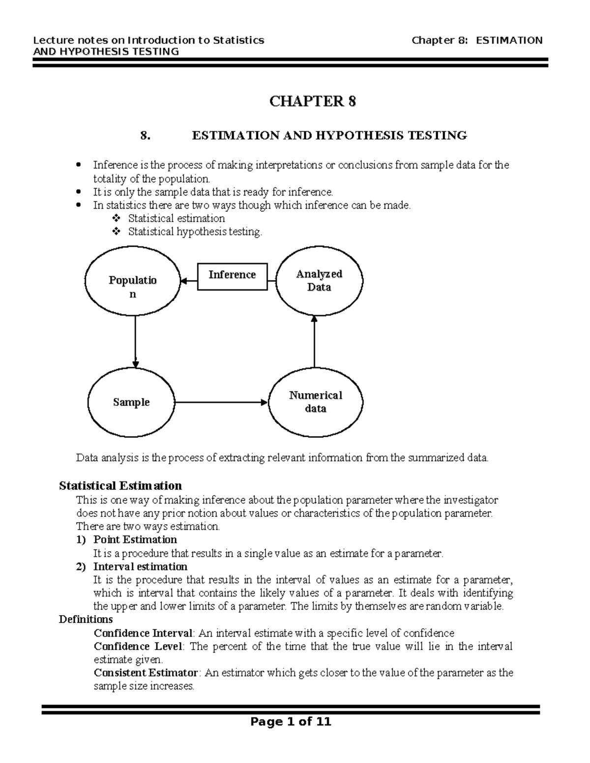 Chapter-8-estimation & Hypothesis Testing - AND HYPOTHESIS TESTING AND ...