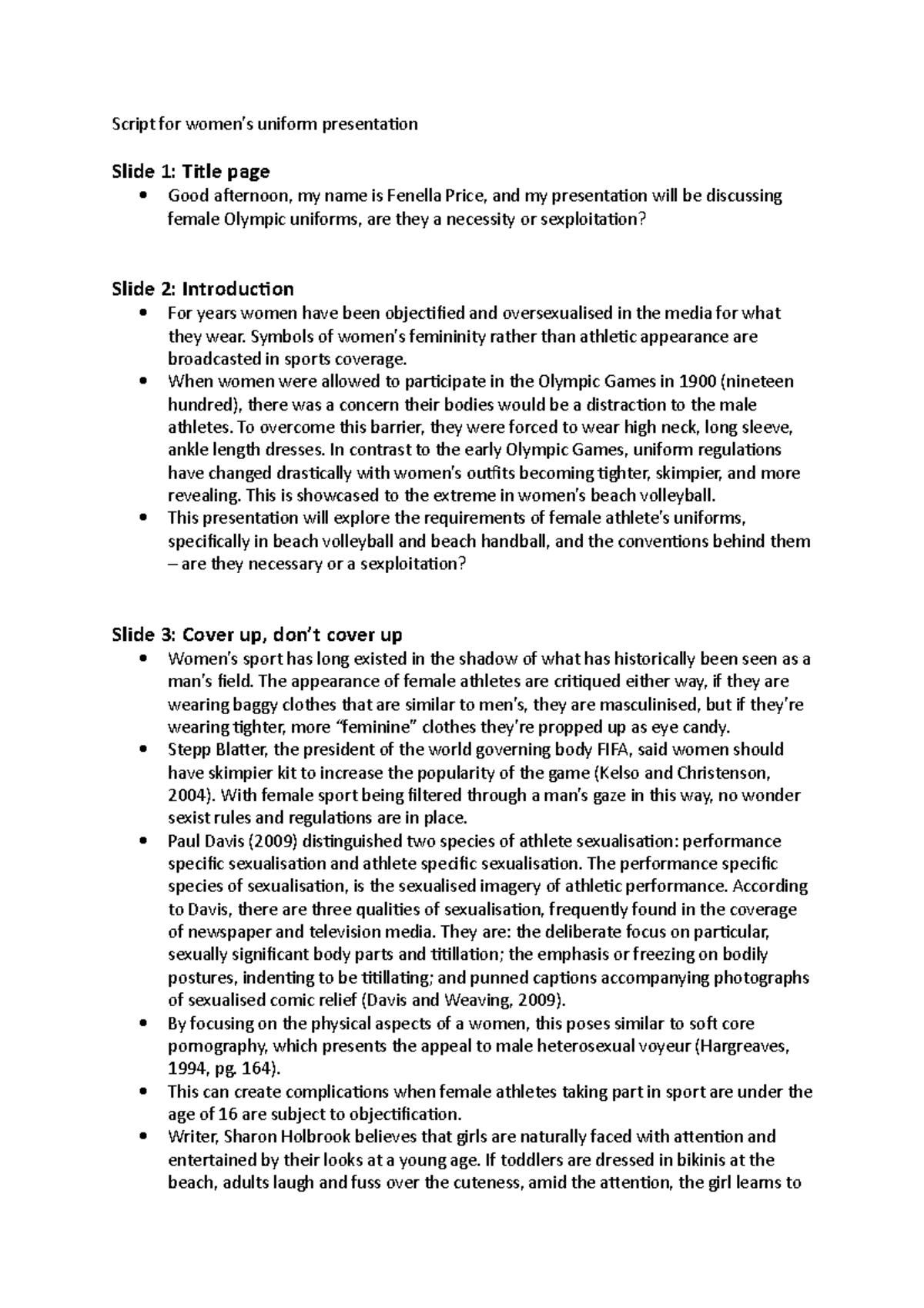 Script for presentation - Script for women’s uniform presentation Slide ...