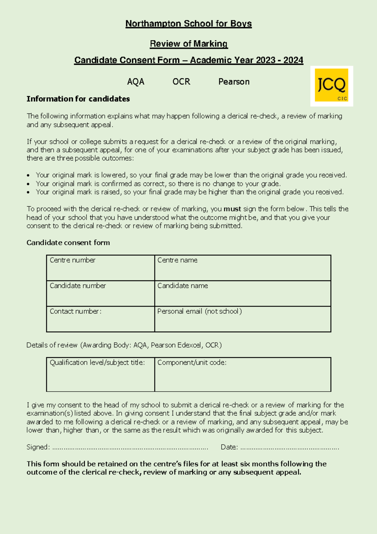 Review of Marking - oki - Northampton School for Boys Review of Marking ...