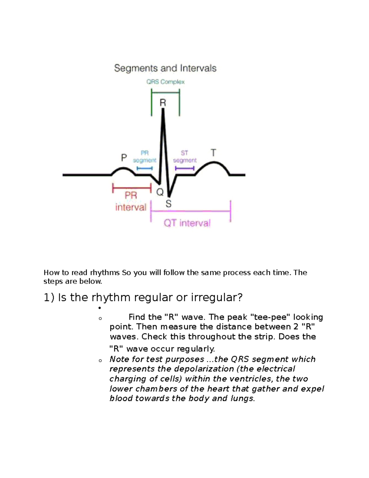EKG Guide - Notes - How to read rhythms So you will follow the same ...