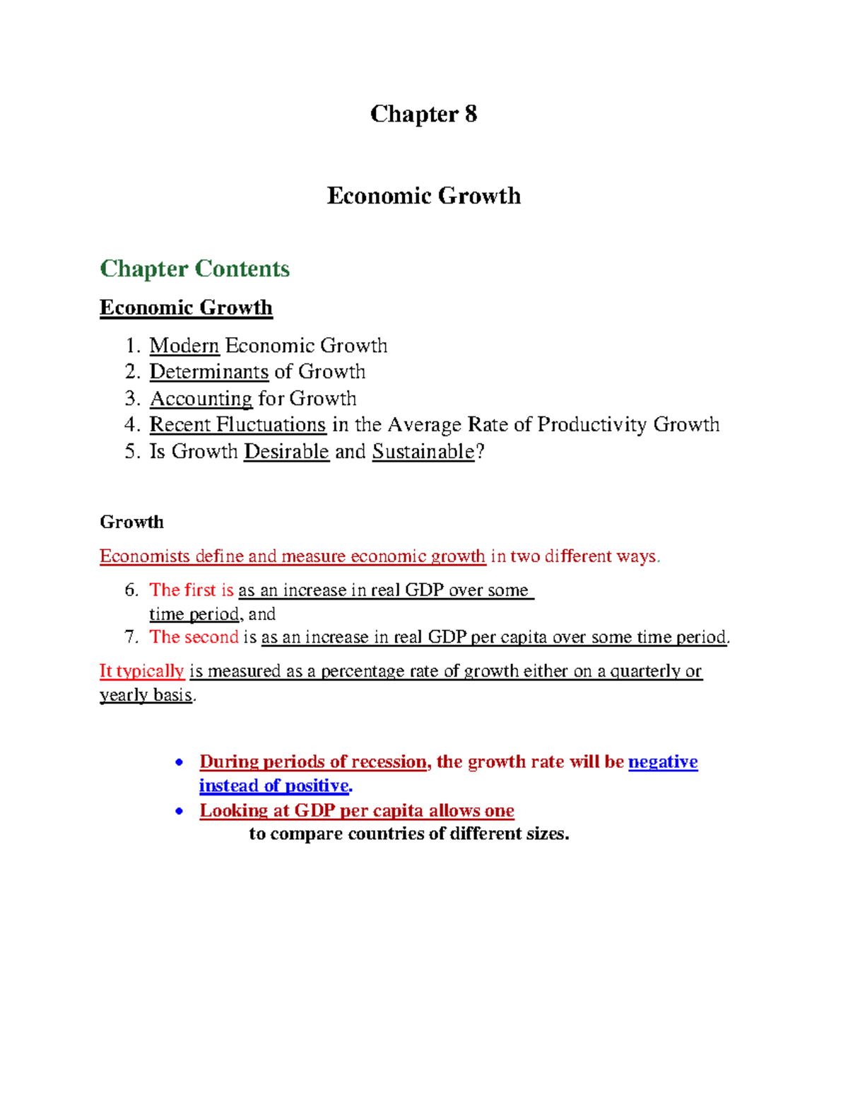 Chapter 8 part 1 - Economic Growth - Chapter 8 Economic Growth Chapter ...