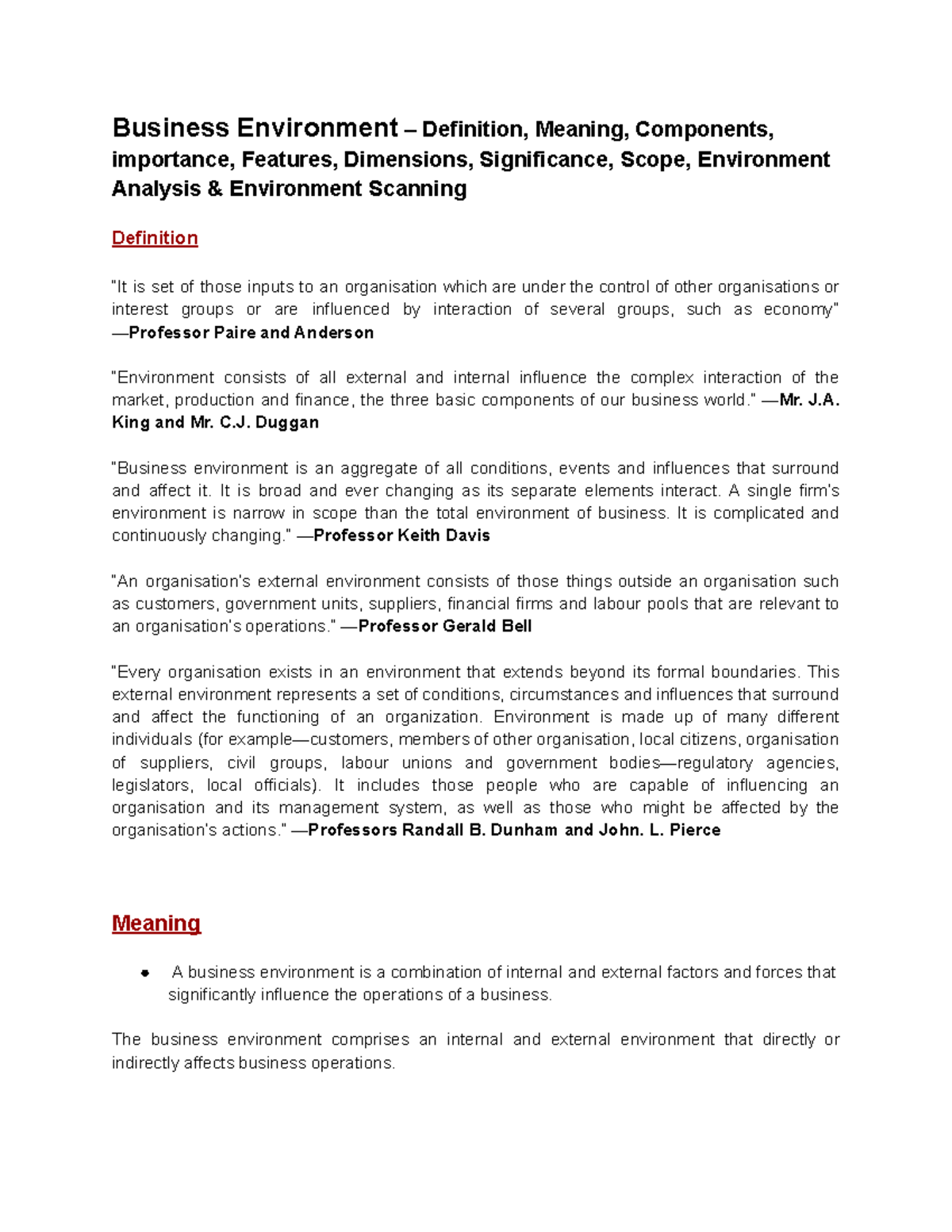 Business Environment – Definition, Meaning, Components, importance ...