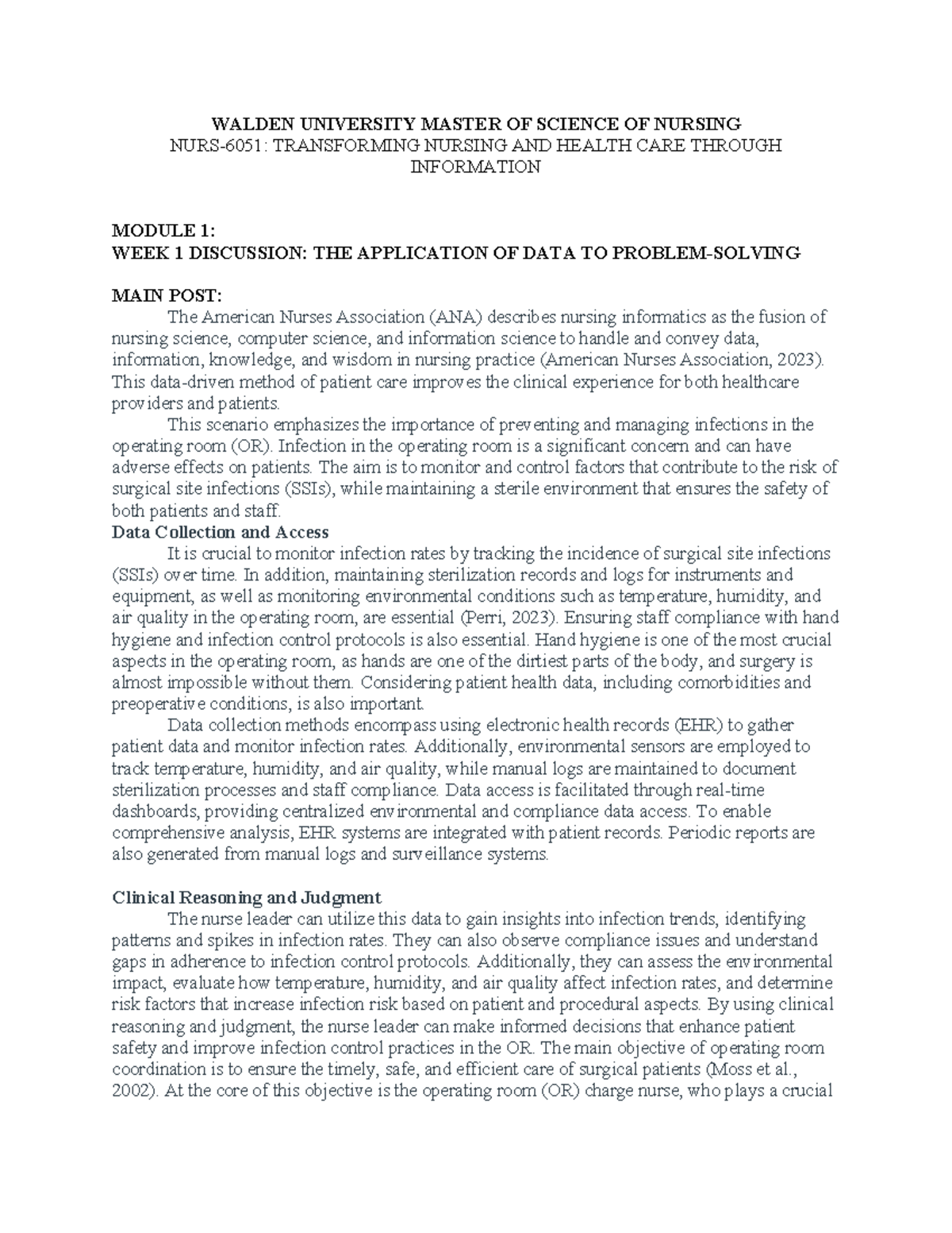 Walden University WORK - WALDEN UNIVERSITY MASTER OF SCIENCE OF NURSING ...