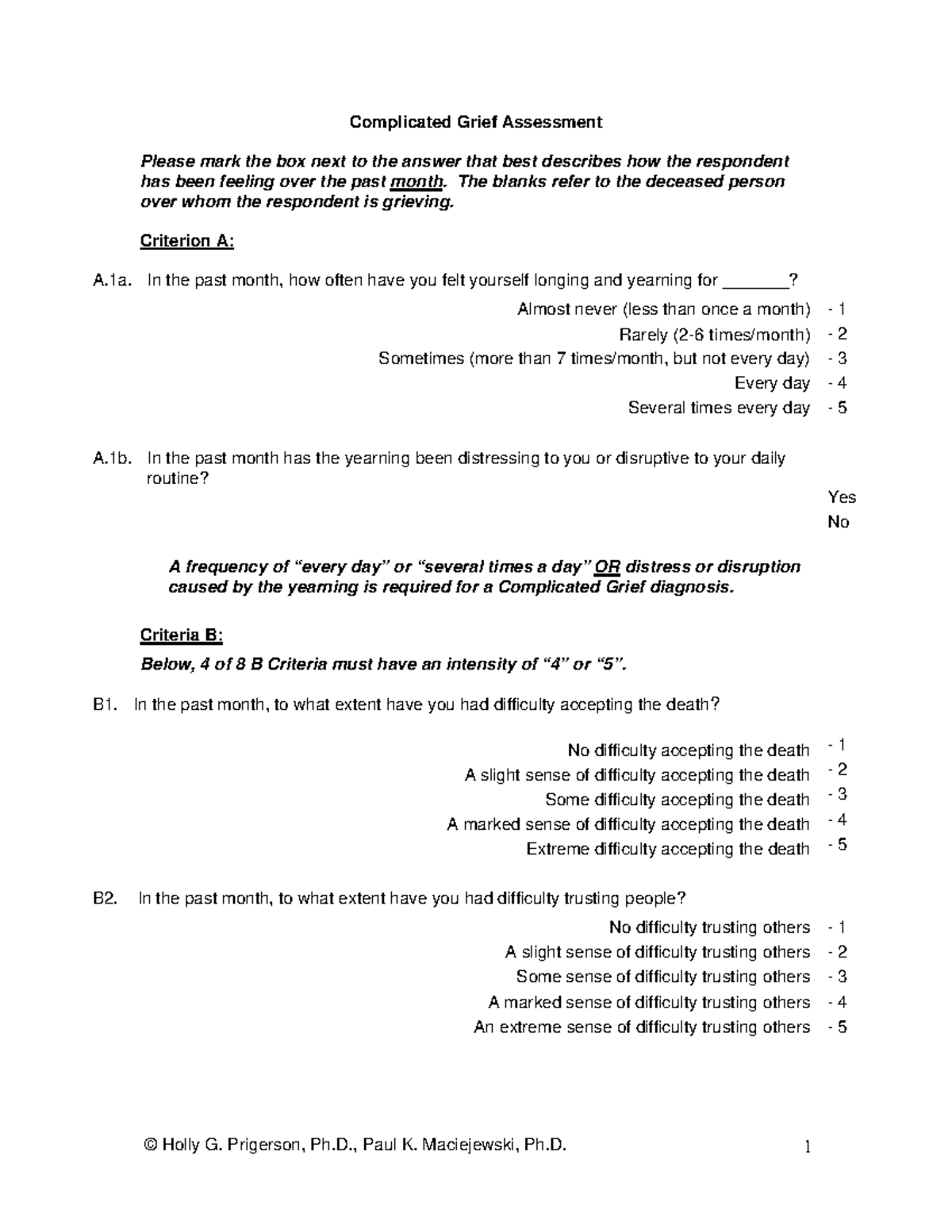 Complicated grief assessment - political science - Studocu