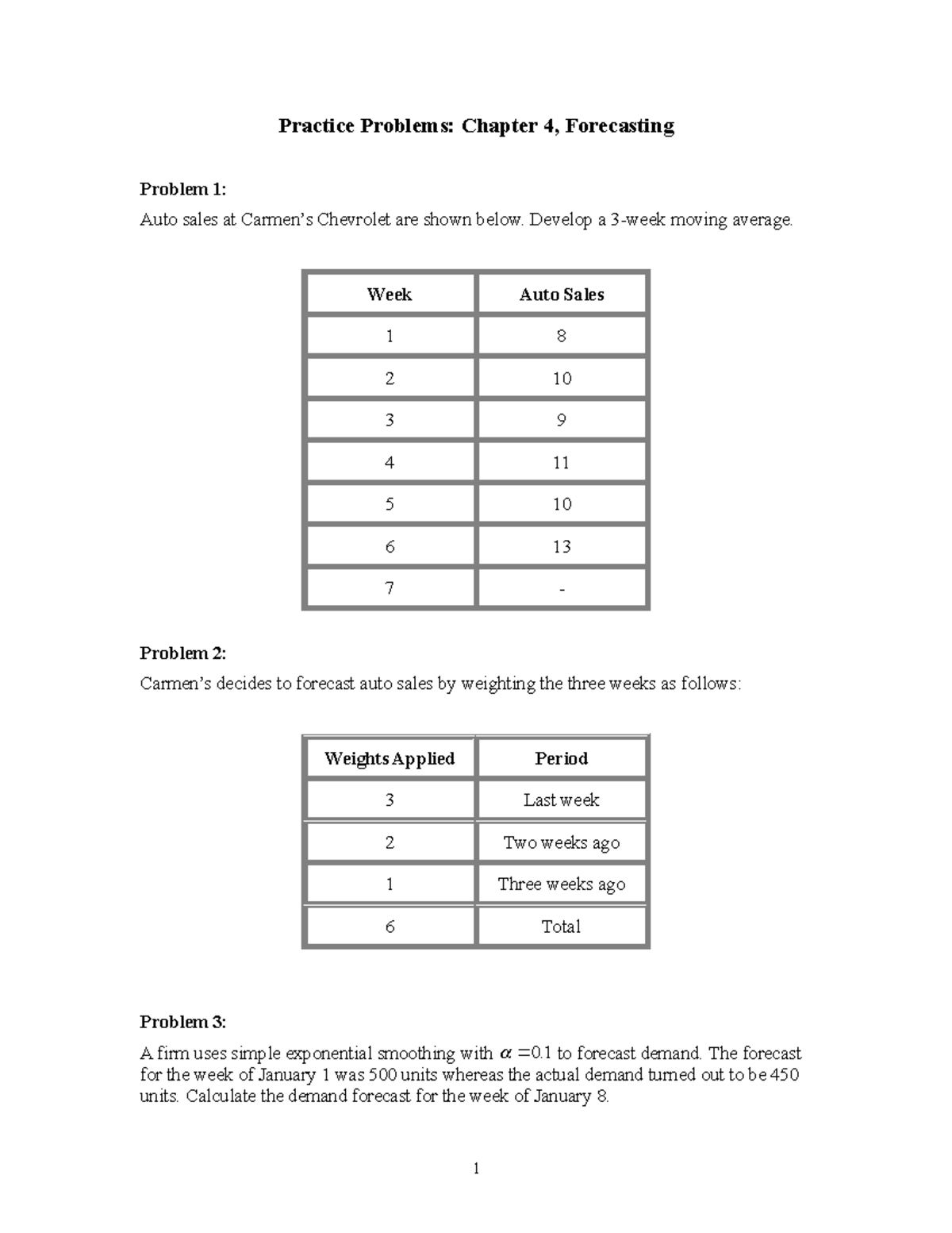 Ch04pp - Operations Management - Practice Problems: Chapter 4 ...