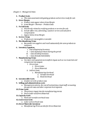 Managerial Accounting Study Guide and course outline - Managerial ...
