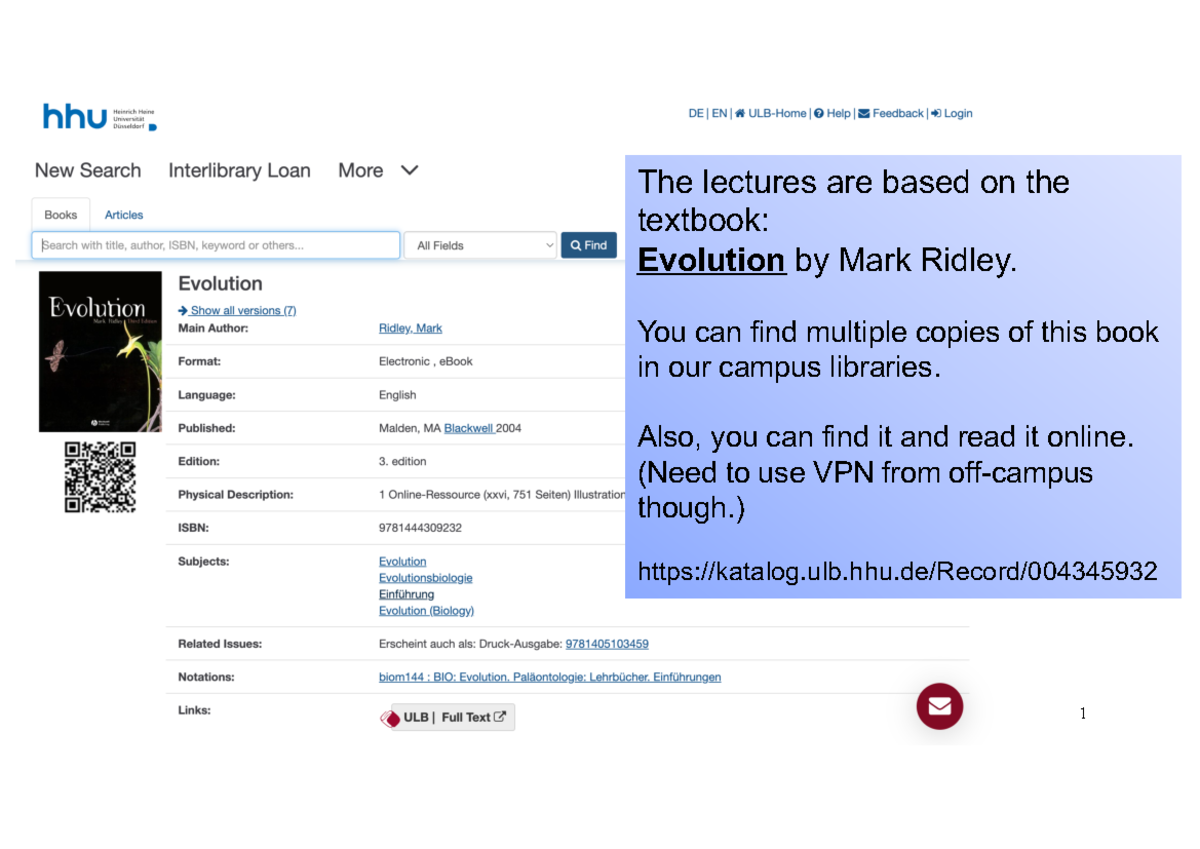Lecture 10 - Zusammenfassung Evolution und Ökologie - The lectures are ...