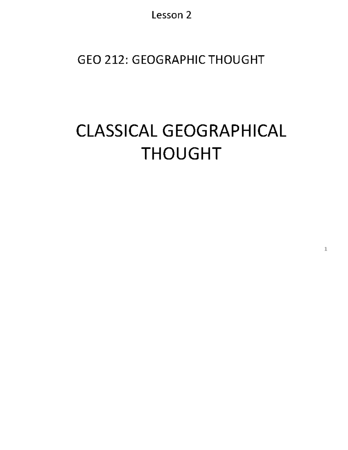 Lesson 2-Classical geographic thought - 3 - CLASSICAL GEOGRAPHICAL ...