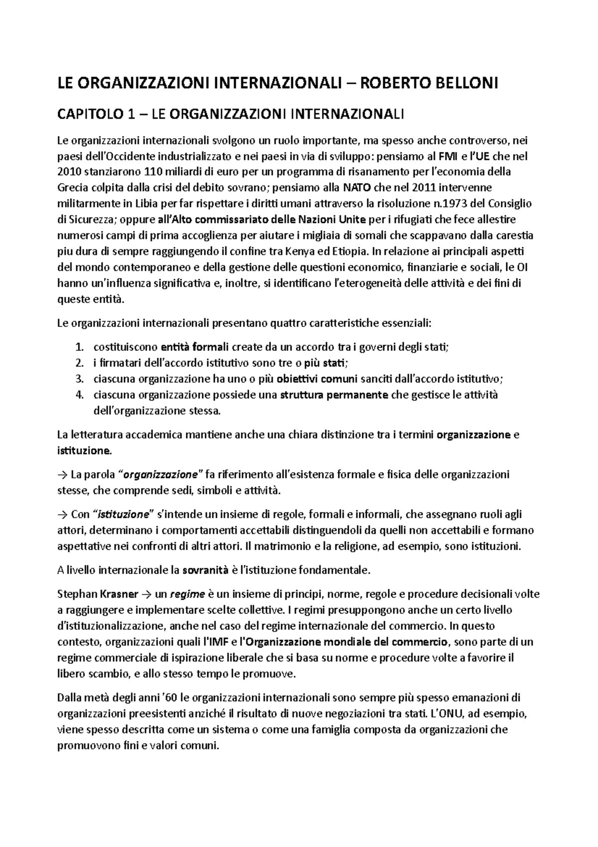 LE Organizzazioni Internazionali - LE ORGANIZZAZIONI INTERNAZIONALI ...