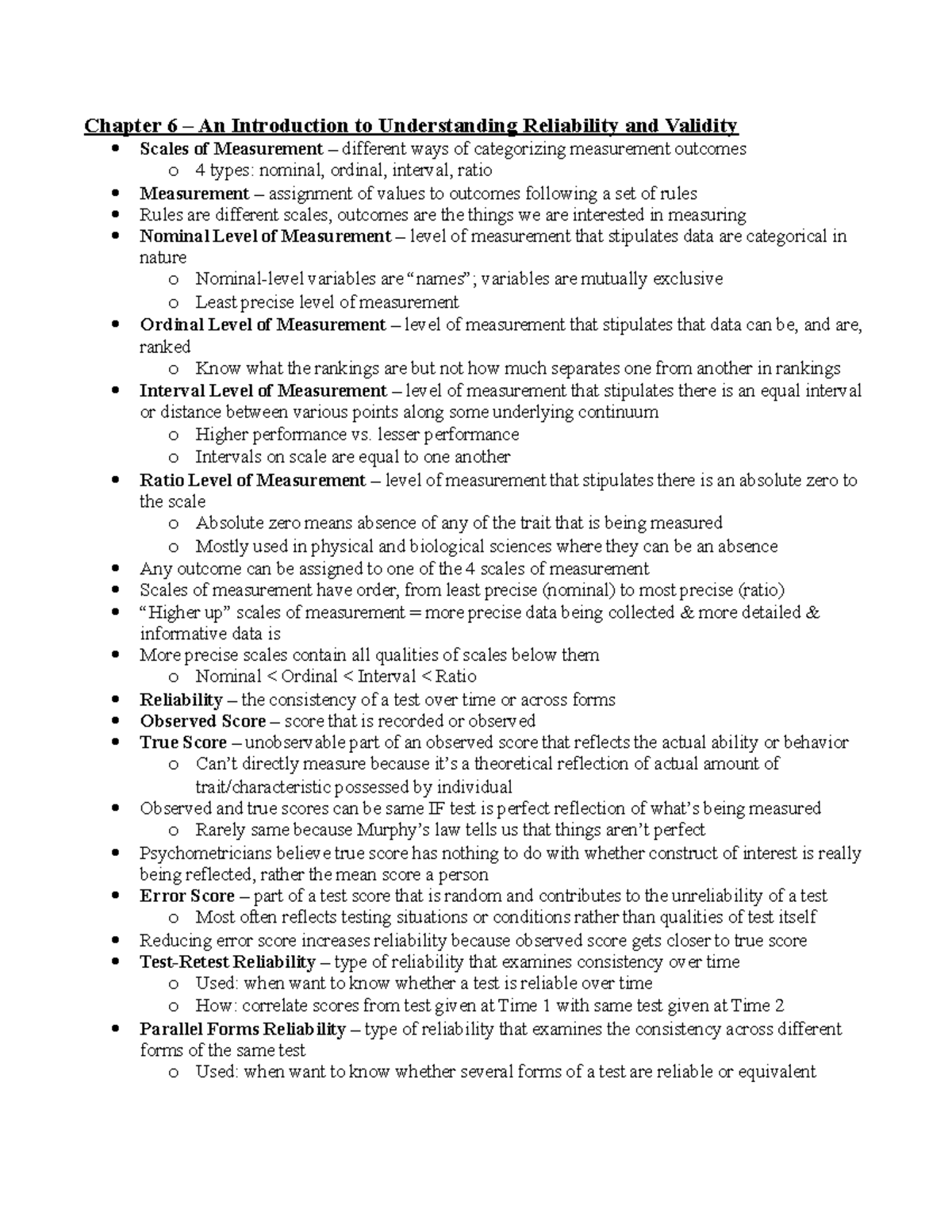 Chapter 6 - An Introduction to Understanding Reliability and Validity ...