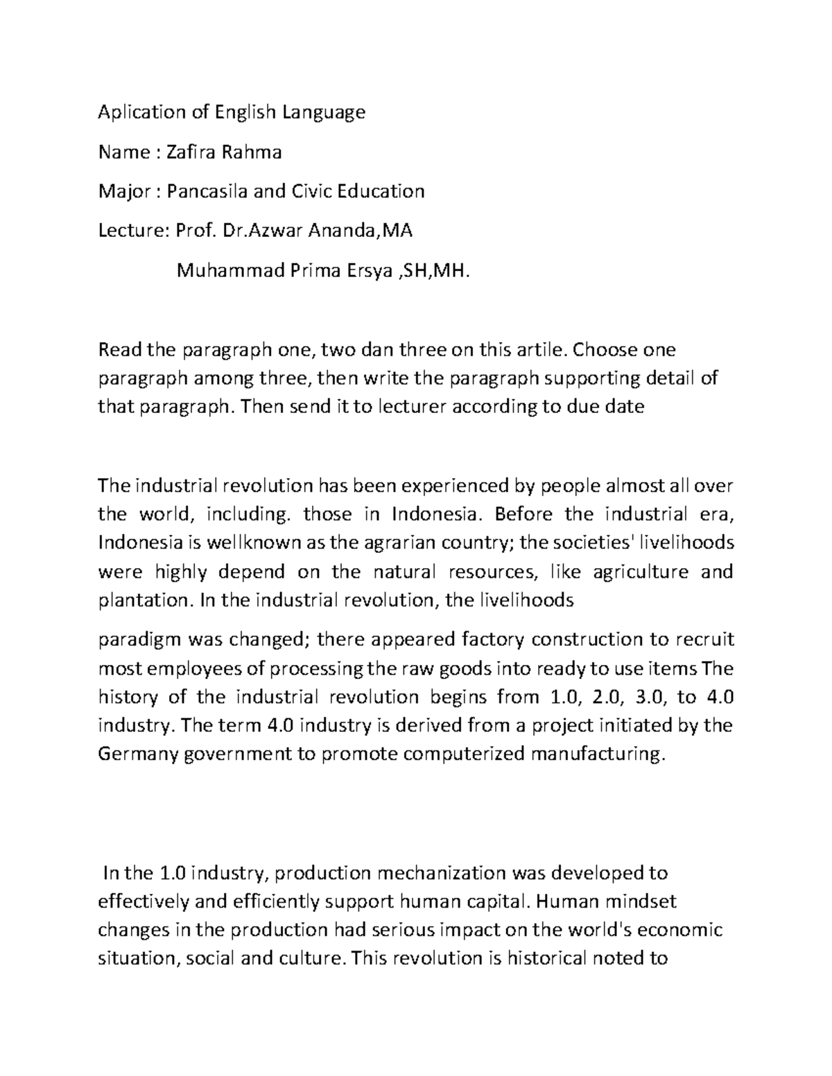 Aplication of English Language - Dr Ananda,MA Muhammad Prima Ersya ,SH ...