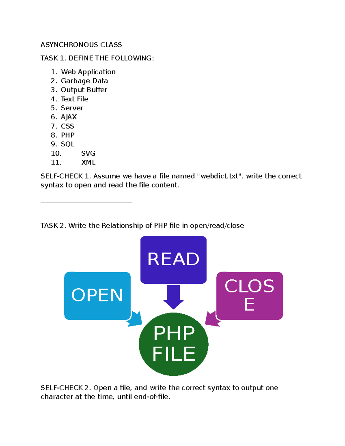 Attachment file-PHP File - ASYNCHRONOUS CLASS TASK 1. DEFINE THE ...