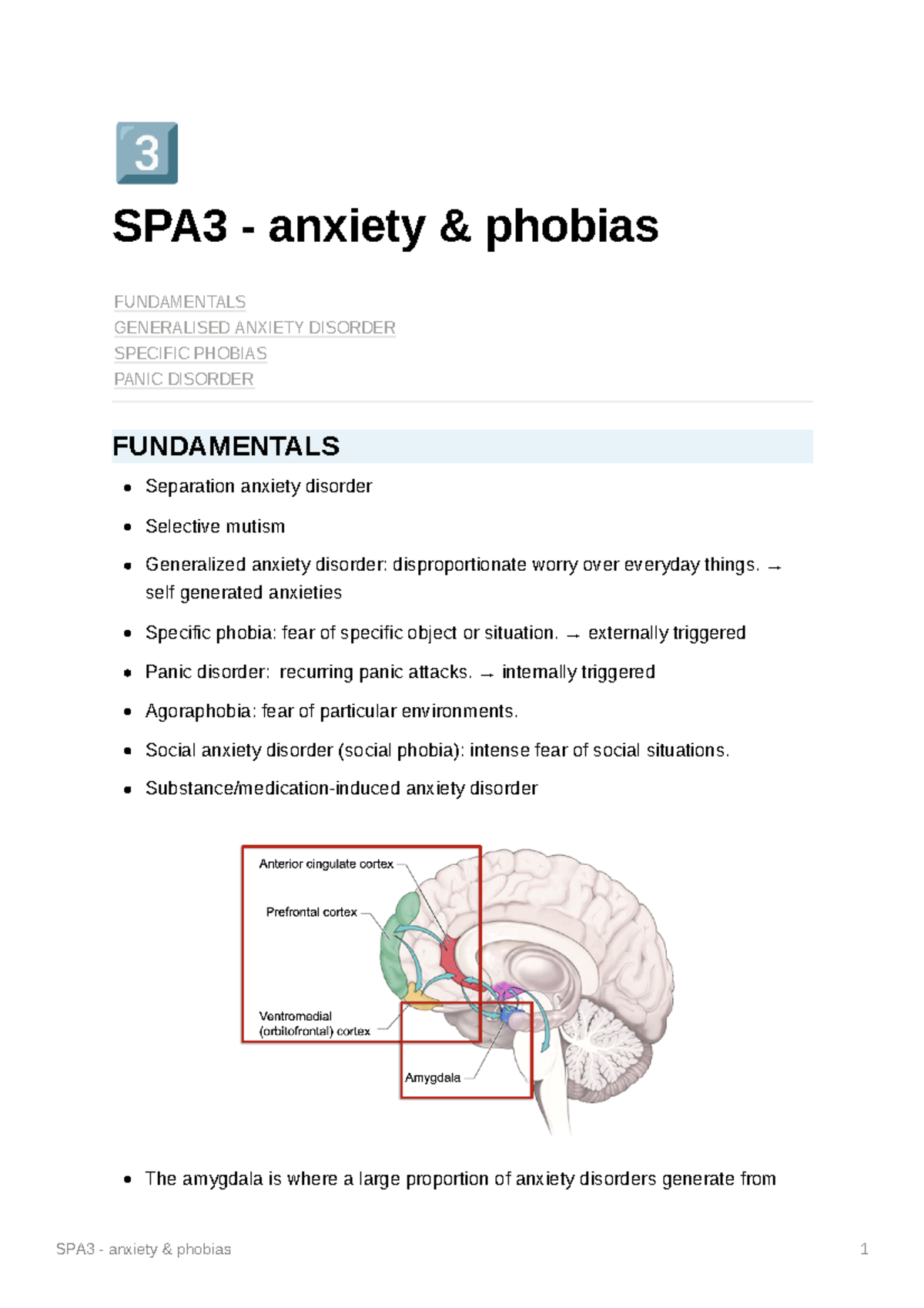 SPA3 - anxiety phobias - Notes for lecture 7 of abnormal psychology - ² ...