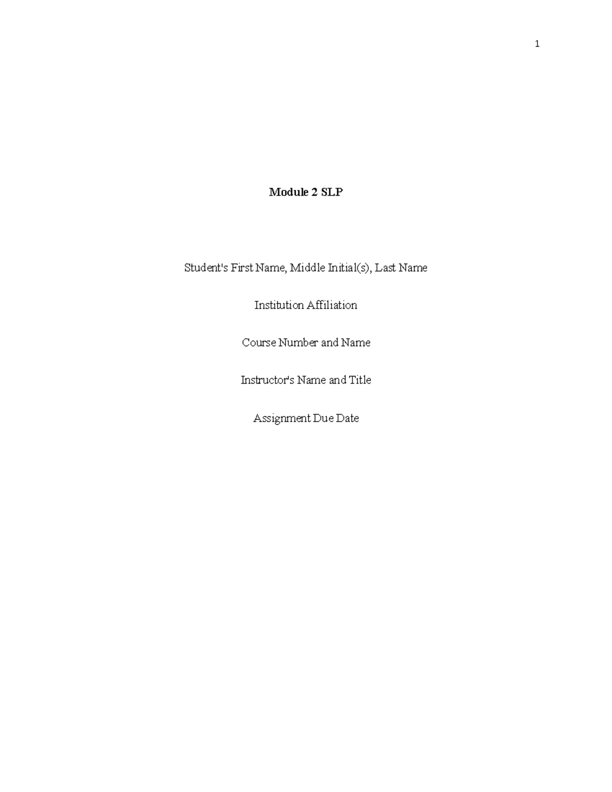 Module 2 SLP - Module 2 SLP Student's First Name, Middle Initial(s ...
