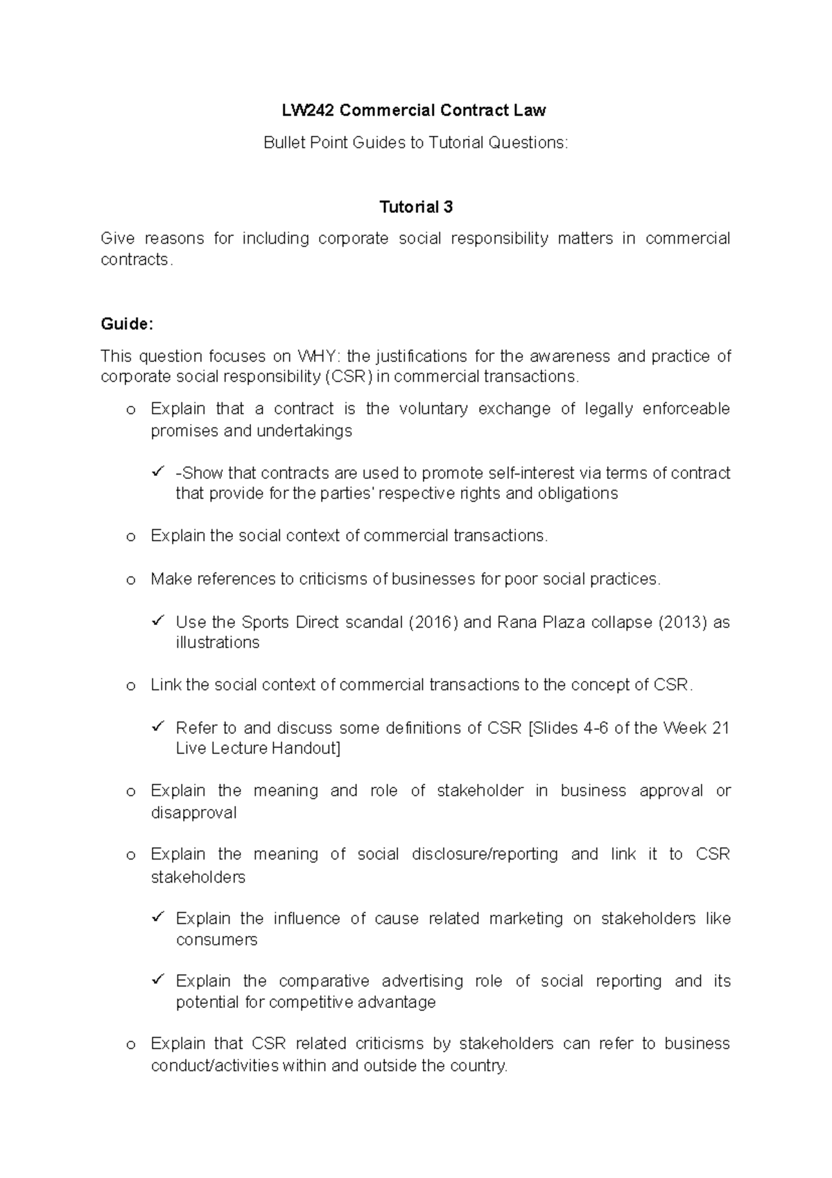 LW242 Commercial Contract Law Tutorial 3 guide 2020-21 - LW242 ...
