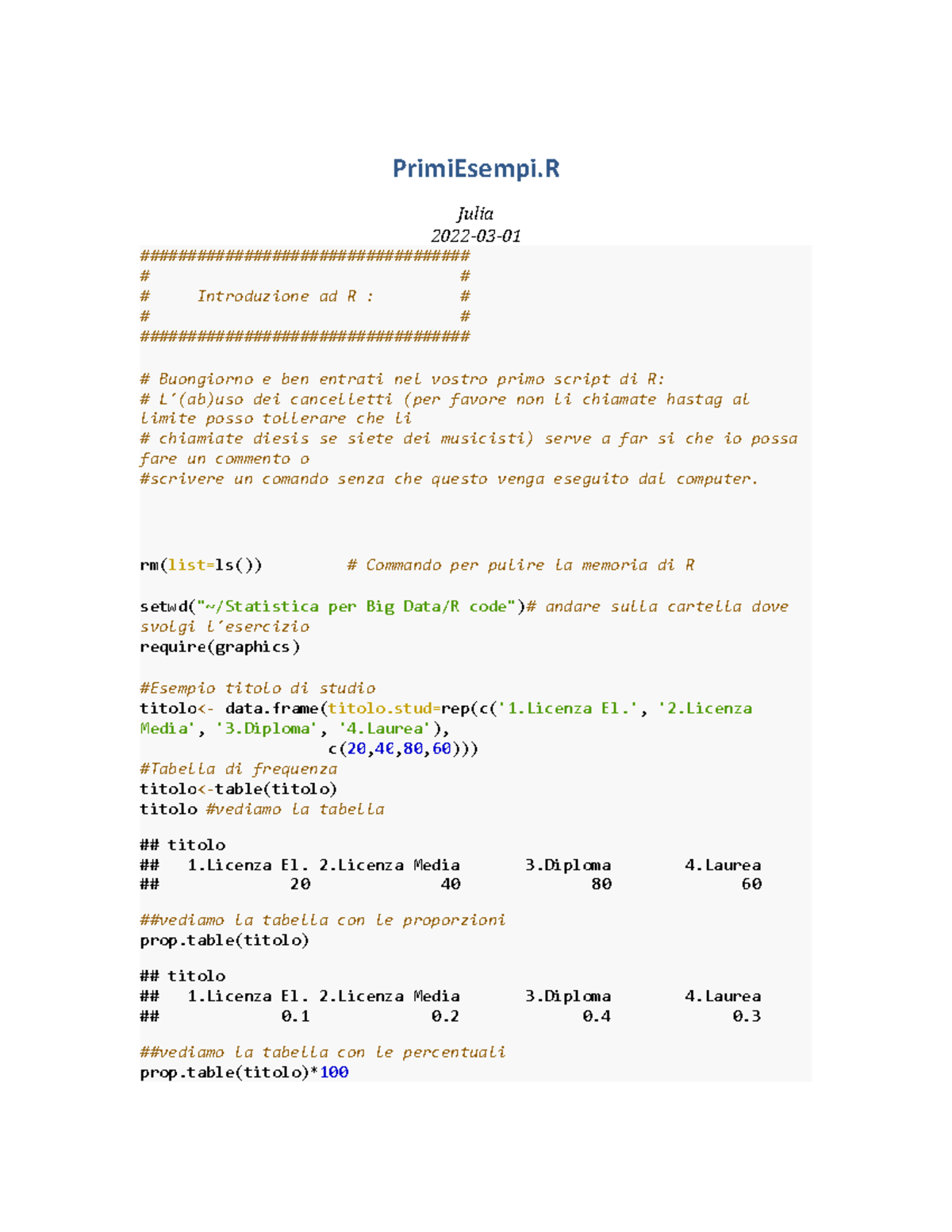 Primi Esempi - Statistica model - PrimiEsempi Julia 2022-03 ...