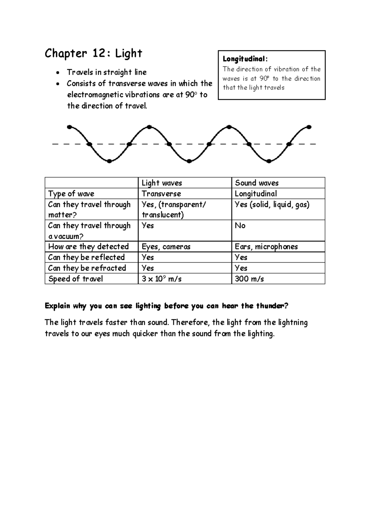 Science light - for gcse combined scince - Chapter 12: Light Travels in straight line Consists ...