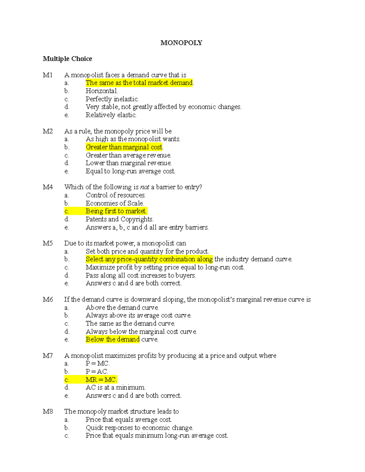 Assignment 6 - Monopoly and Mopolistic Competition (theory and ...