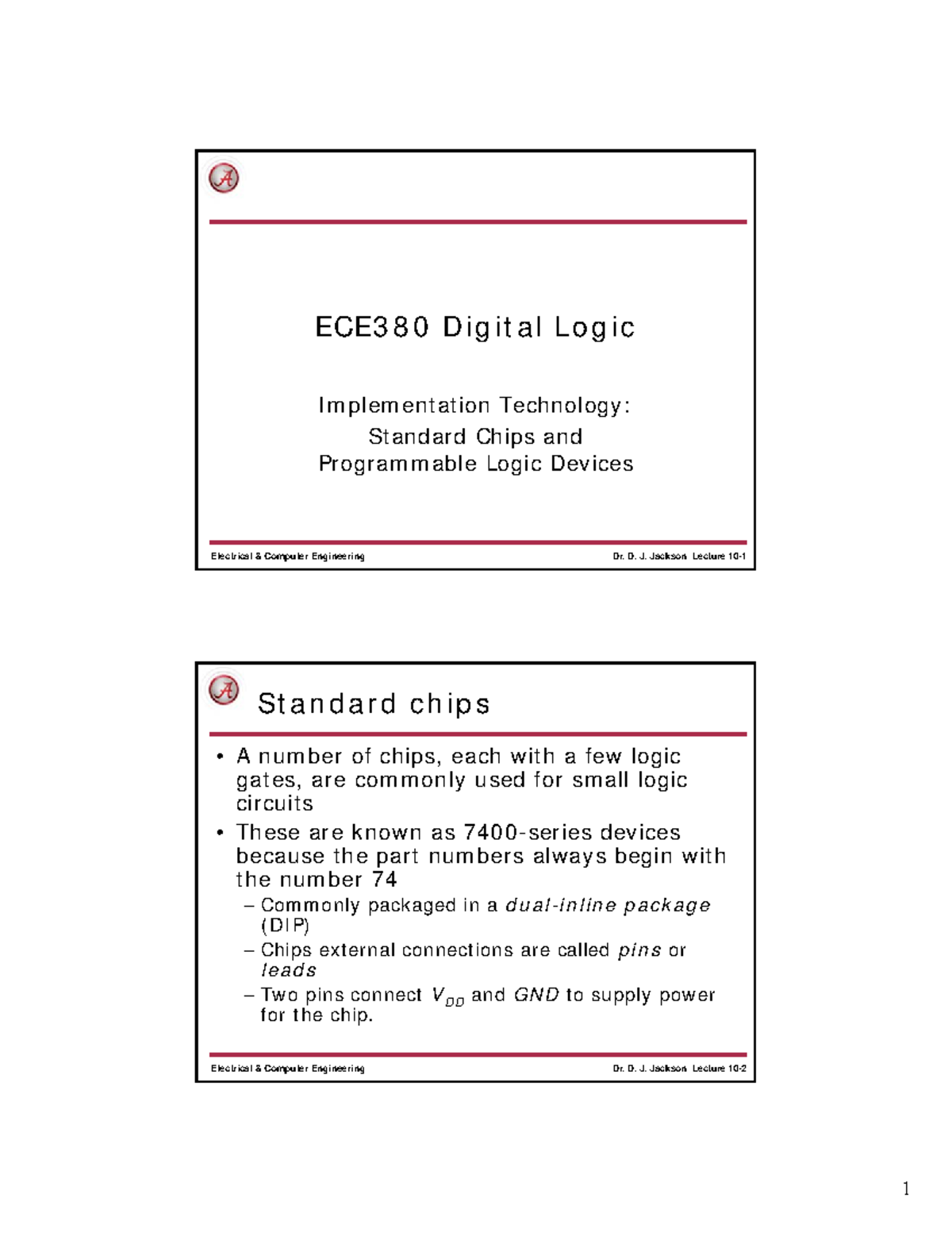 Lec 10 - Implementation Technology: Standard Chips and Programmable ...