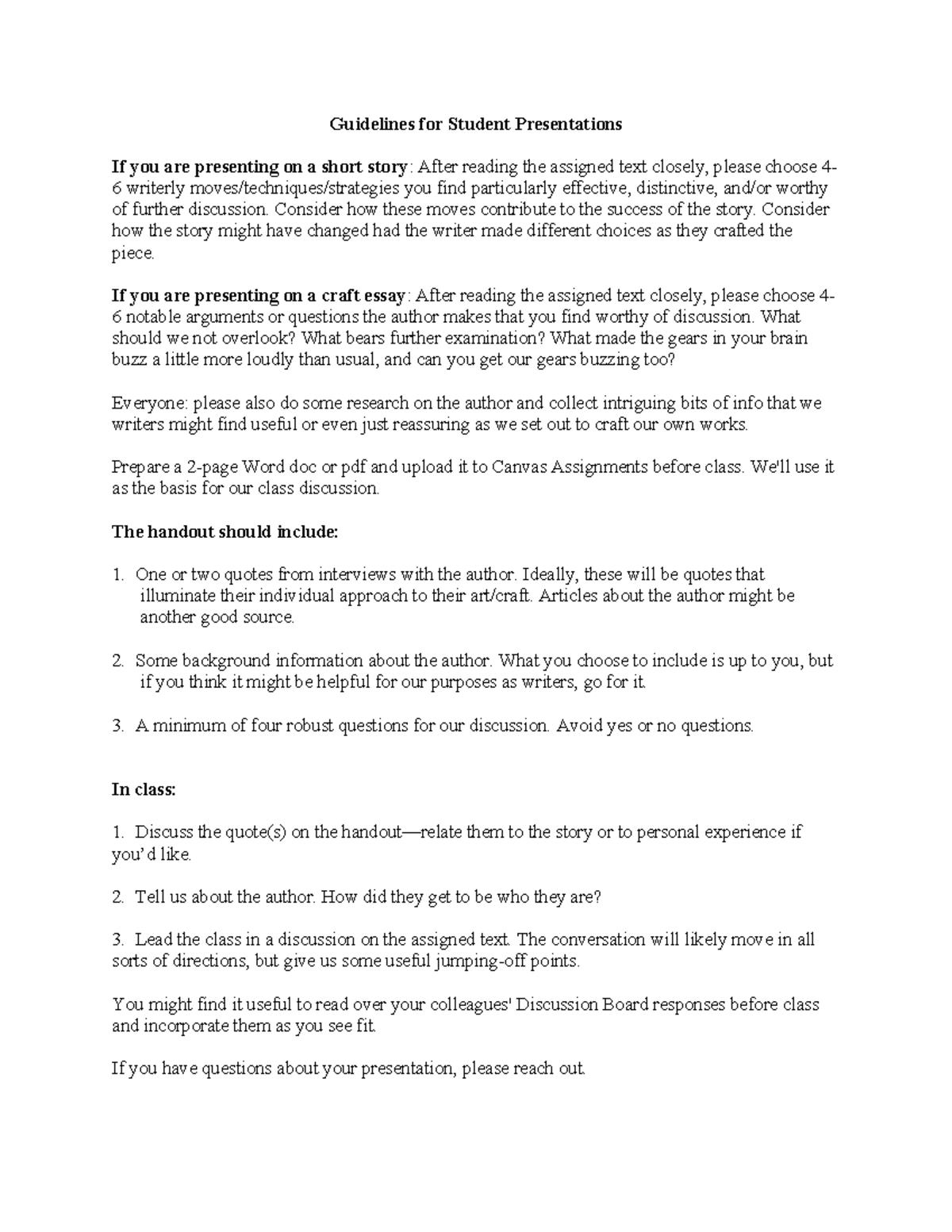 130 132 Guidelines for Student Presentations - Guidelines for Student ...