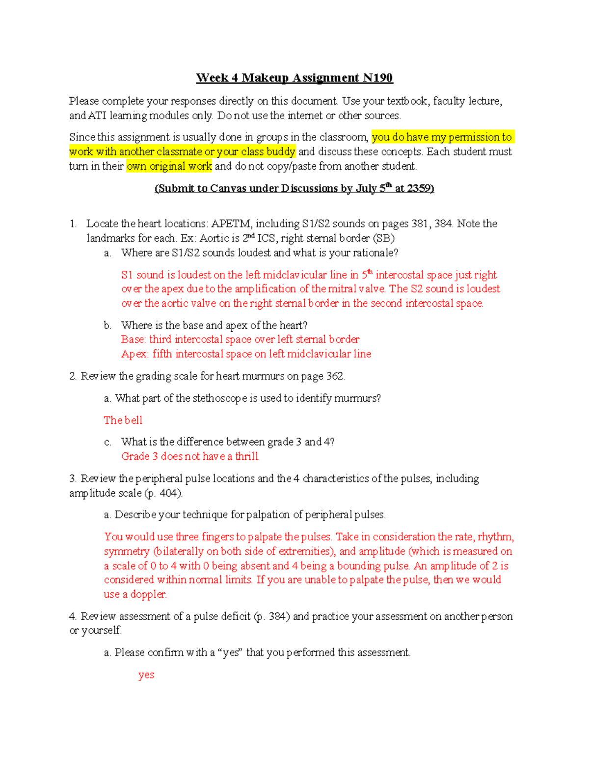 Week 4 Makeup Assignment - Week 4 Makeup Assignment N Please complete ...