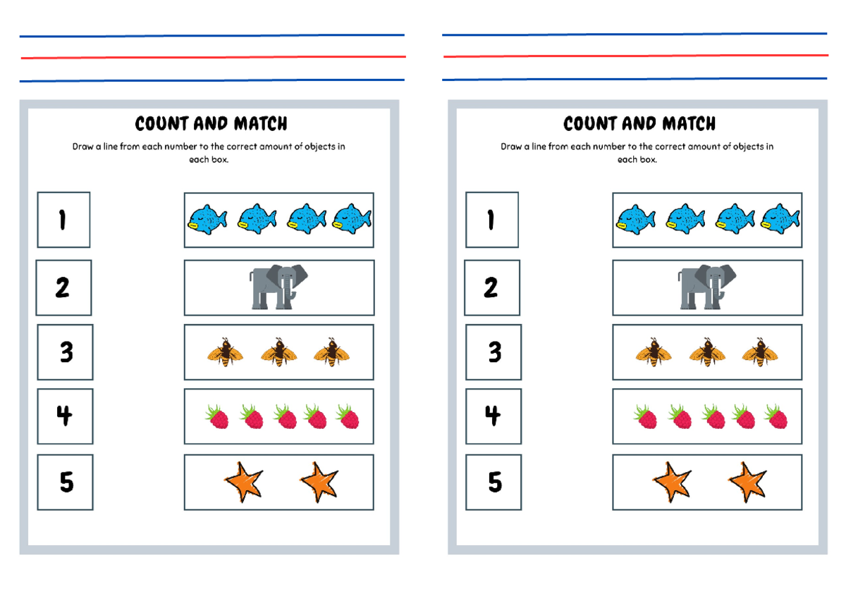 Activity Sheet Numbers 1-5 - BSEd Mathematics - COUNT AND MATCH COUNT AND MATCH Draw a line from ...