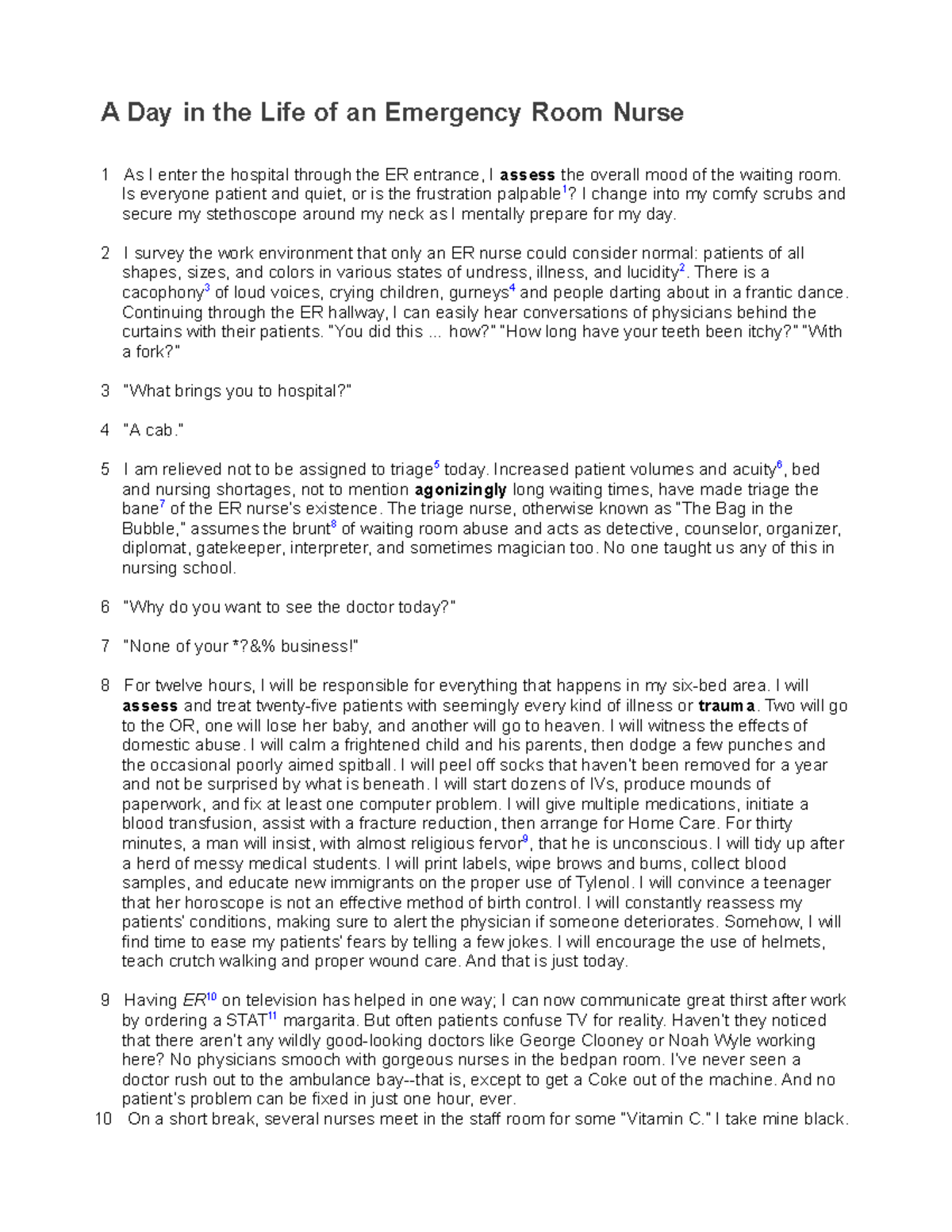 A Day in the Life of an Emergency Room Nurse by Beve Stevensen - A Day ...