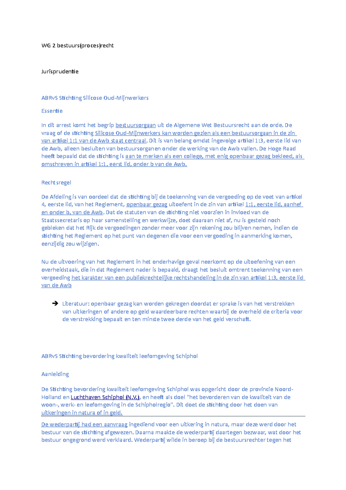 WG 2 bestuurs(proces)recht uitwerkingen en aantekeningen - WG 2 bestuurs(proces)recht ...