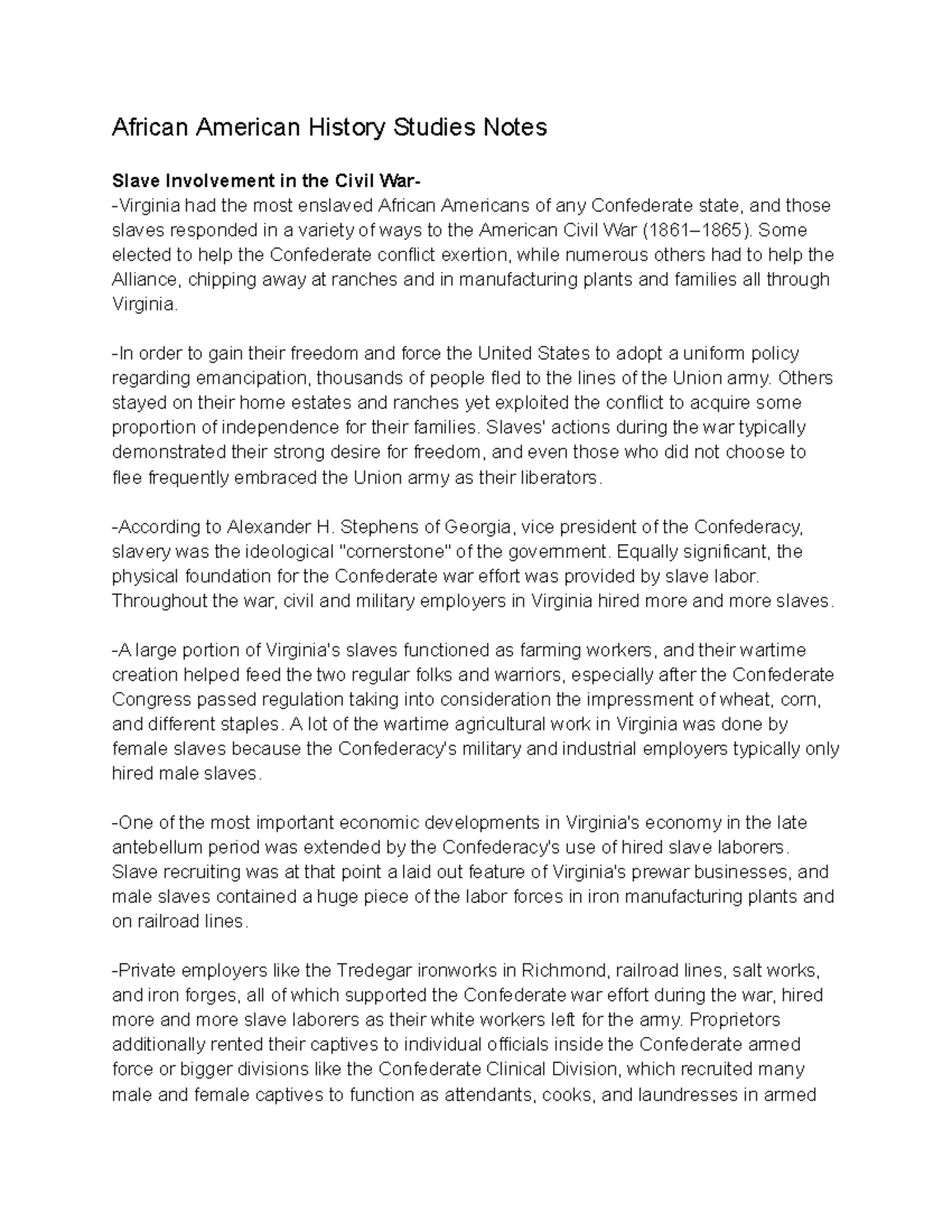 African American History Notes 3 - African American History Studies ...