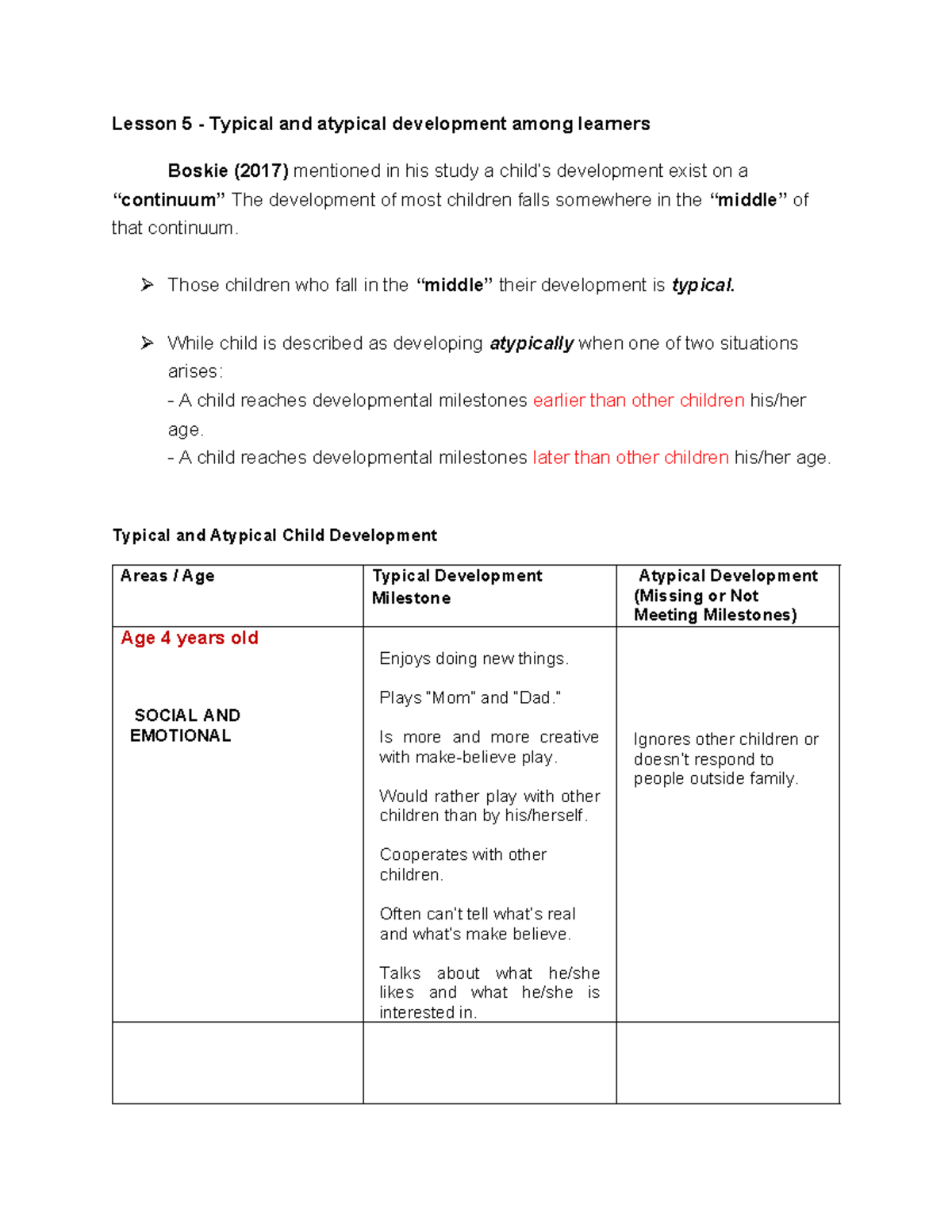 Typical and Atypical - REVIEWER - Lesson 5 - Typical and atypical development among learners ...