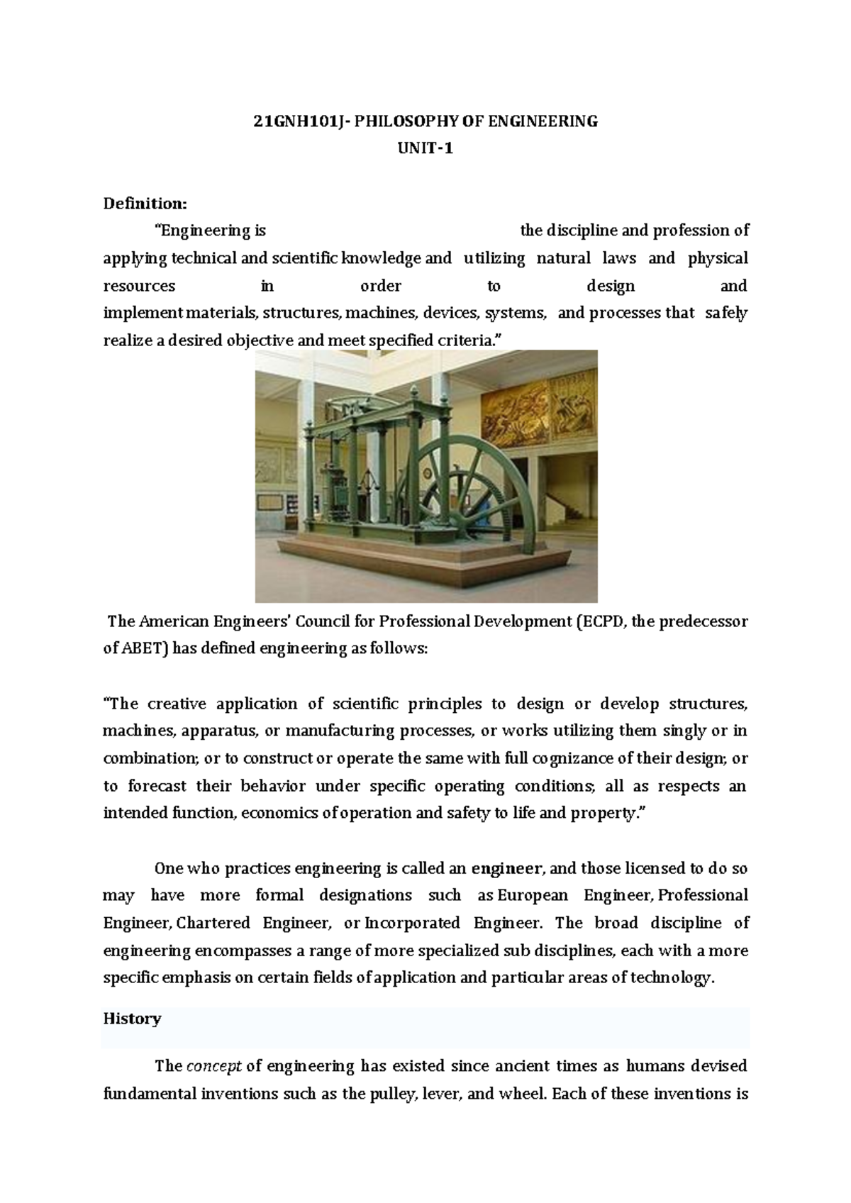 Philosophy of Engineering unit 1 - 21GNH101J- PHILOSOPHY OF ENGINEERING ...
