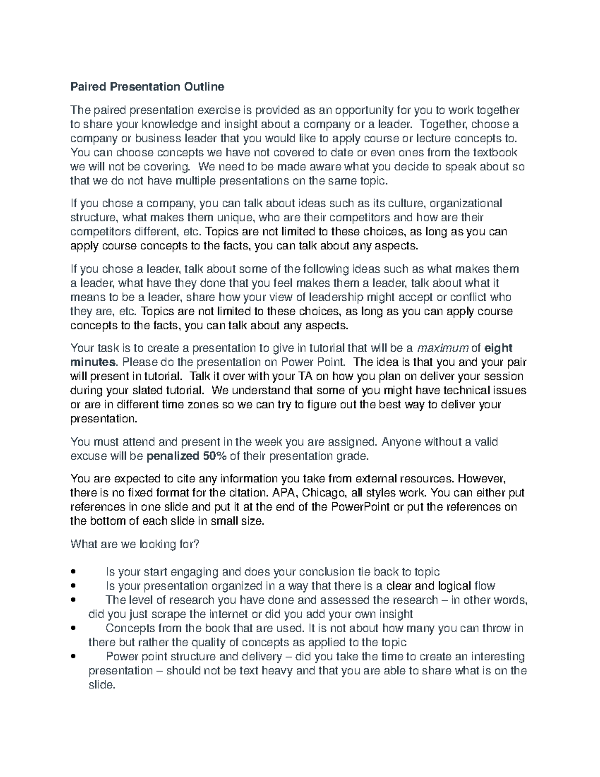 Fall 2020 - Paired Presentation Outline - Paired Presentation Outline ...