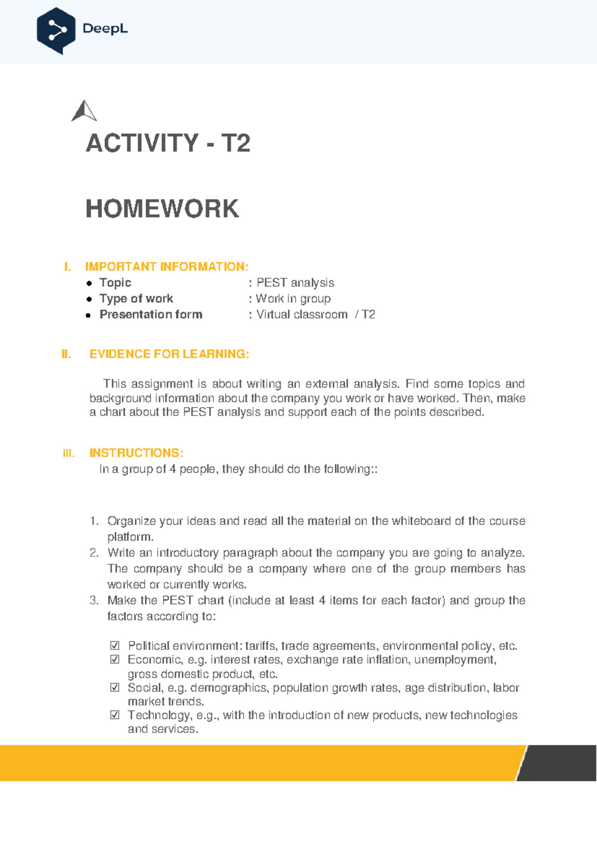 T2 English for business Group 8 - ####### 1 ACTIVITY - T HOMEWORK ####### I. IMPORTANT ...
