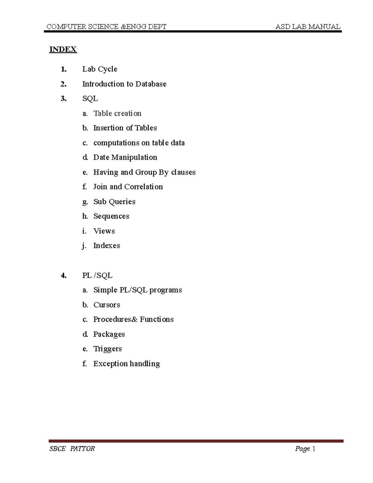 Asd Lab Manuel I Lab Cycle For Engineering Exams Index 1 Lab Cycle 2 Introduction To