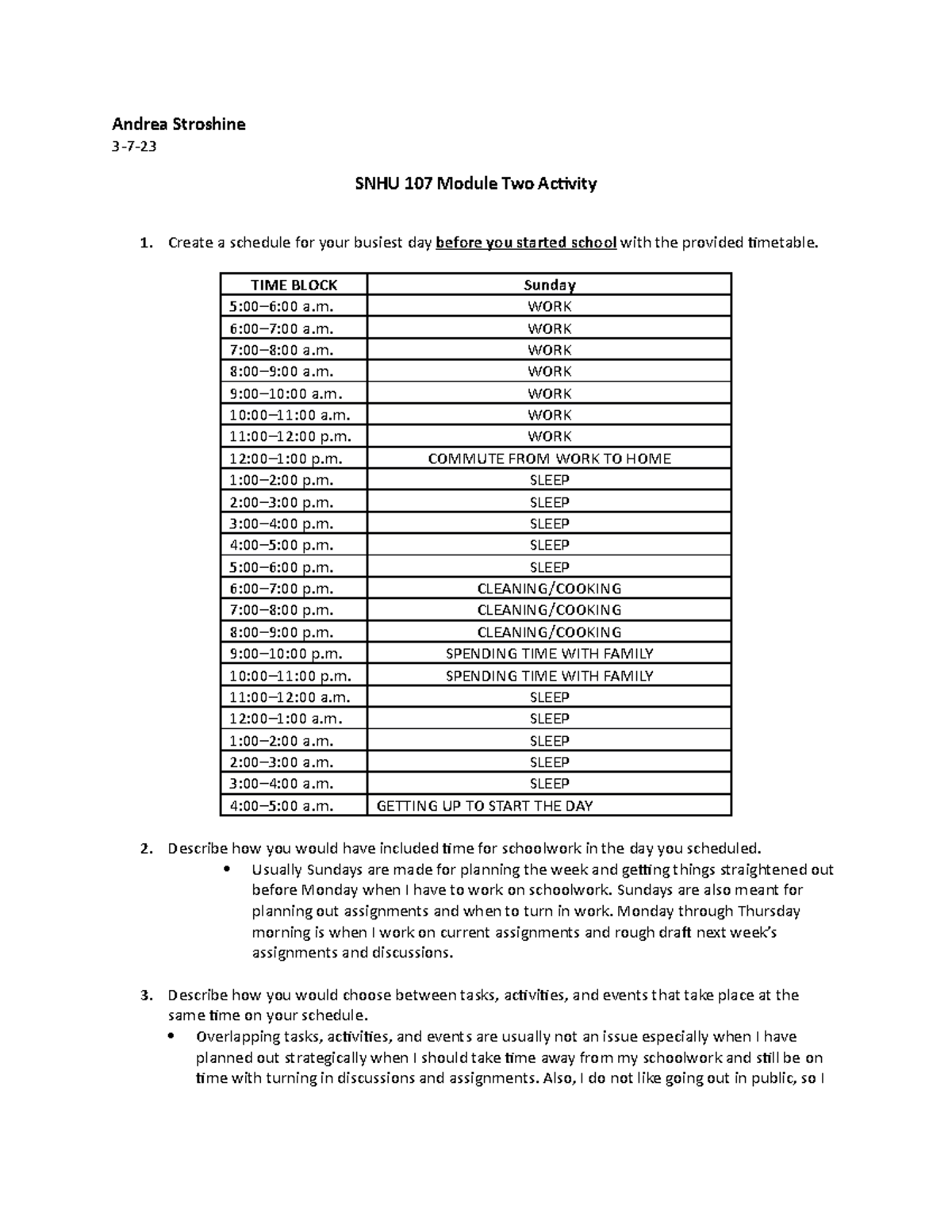 SNHU 107 Module Two Activity - Andrea Stroshine 3-7- SNHU 107 Module ...