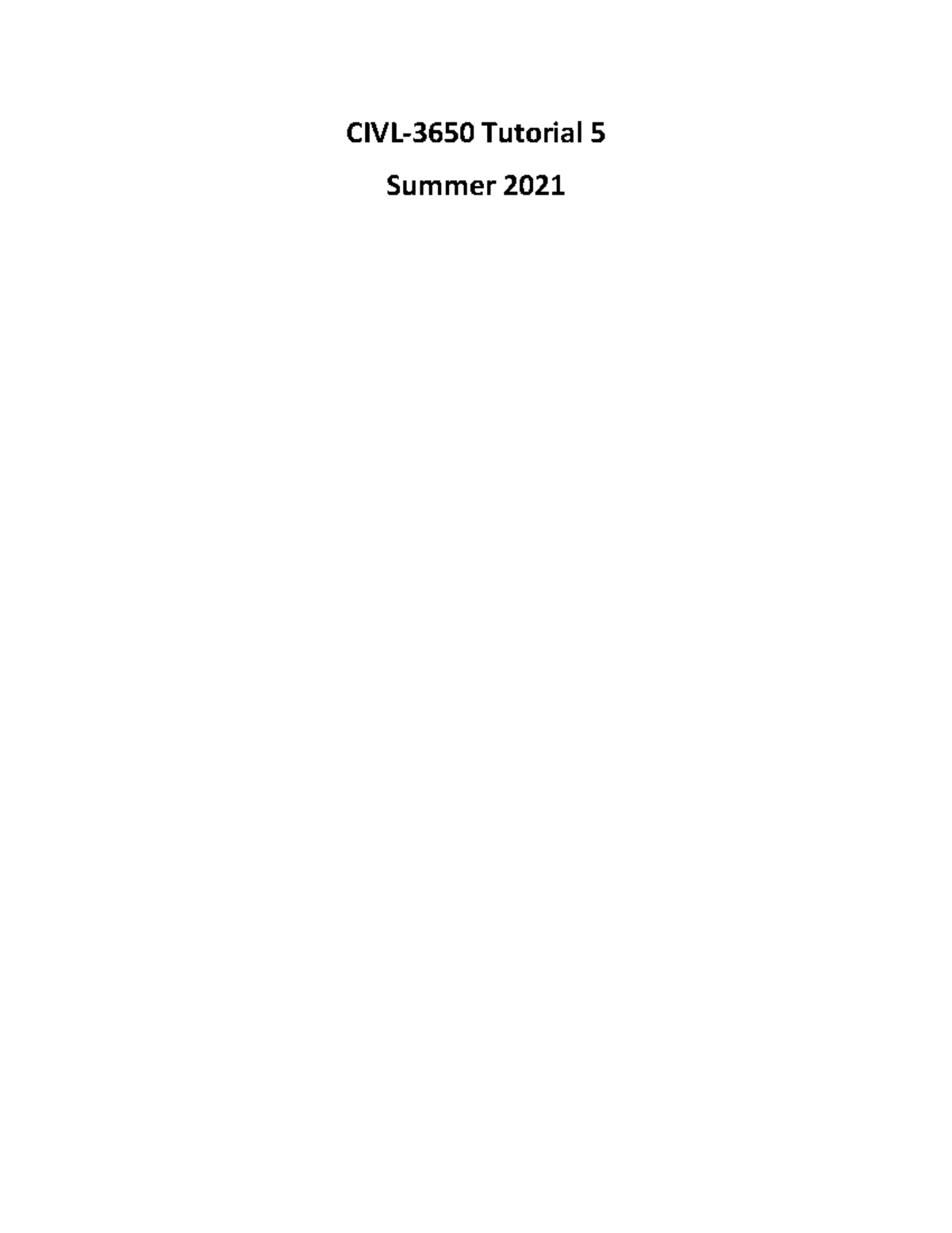 Week 5 Tutorial 5 Solution And Questions Civl 3650 Tutorial Summer Q
