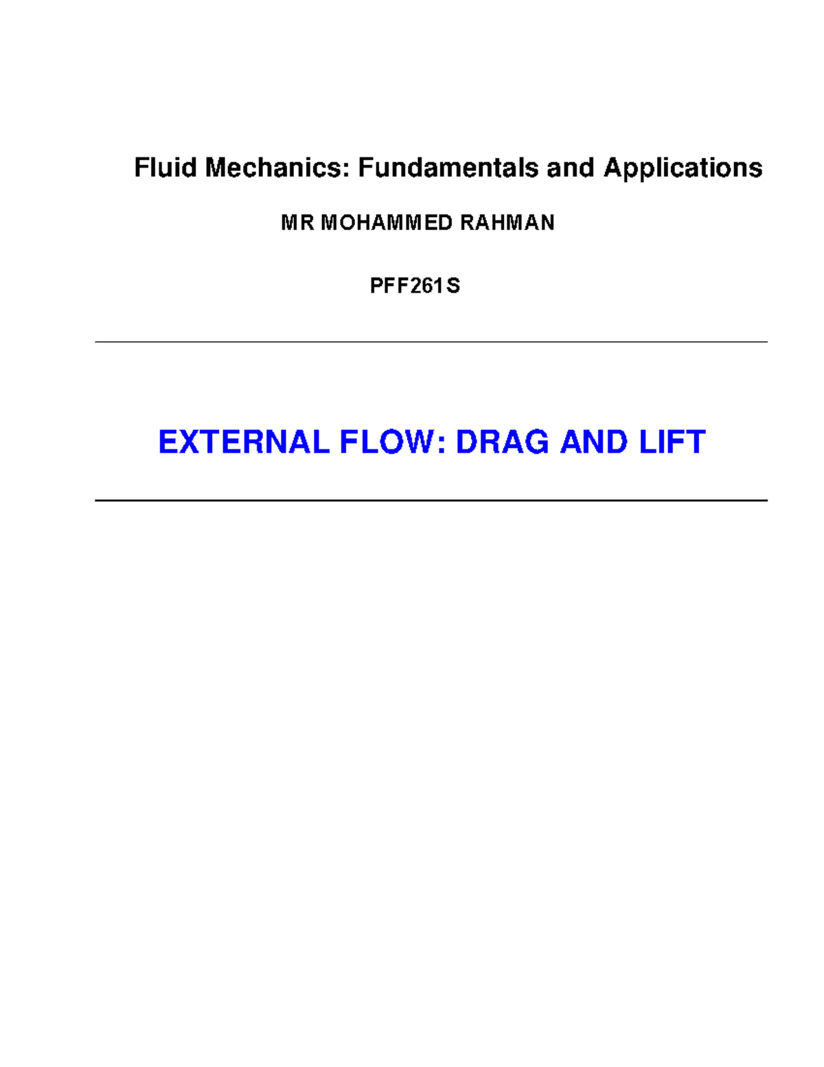 External Flow - Drag and Lift (Problems) - Fluid Mechanics ...