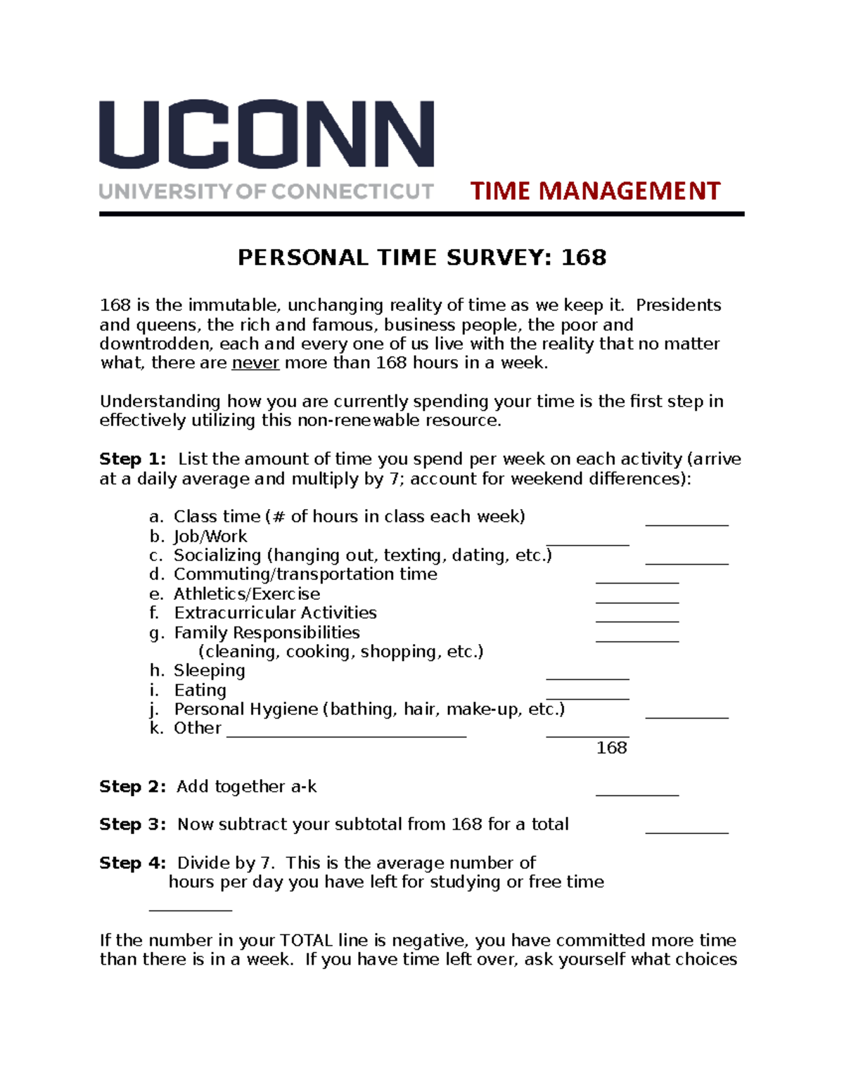 Time Management Full Lesson Materials - TIME MANAGEMENT PERSONAL TIME ...