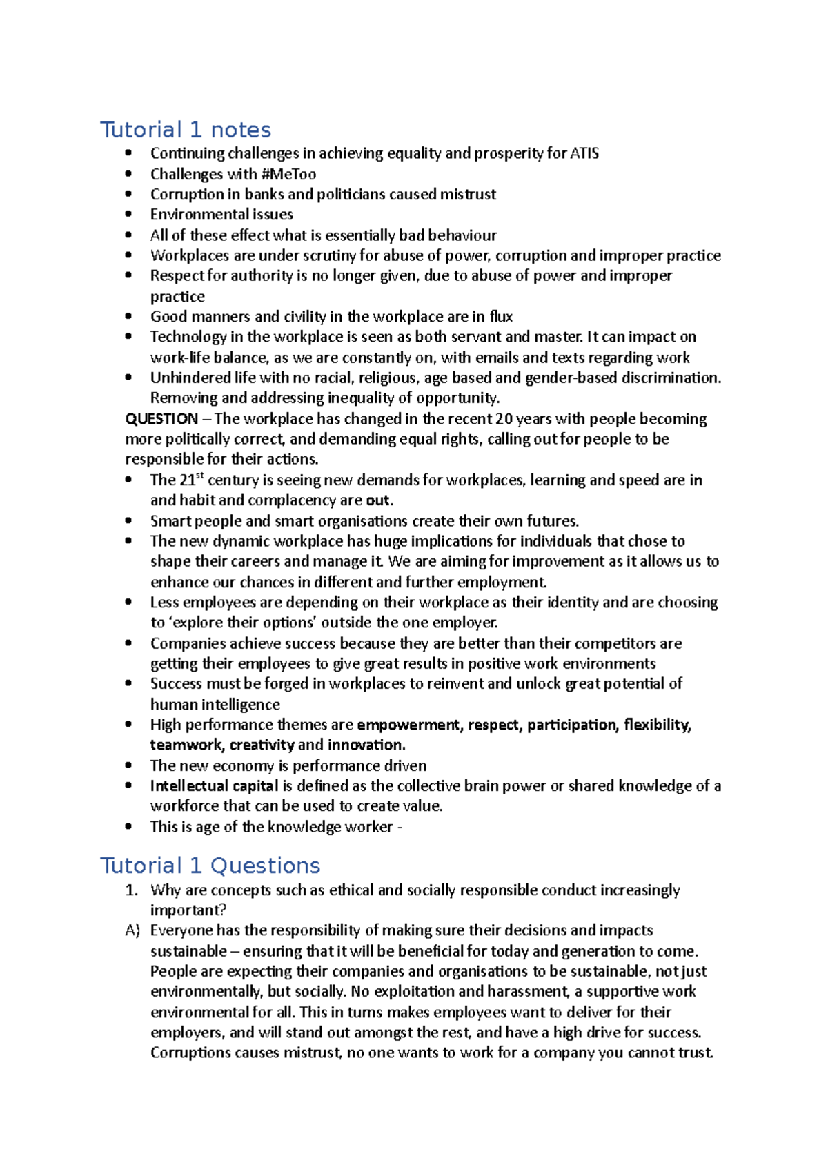 BUSM4176 Tutorials - Notes taken from textbook for lecture 1 - Tutorial ...