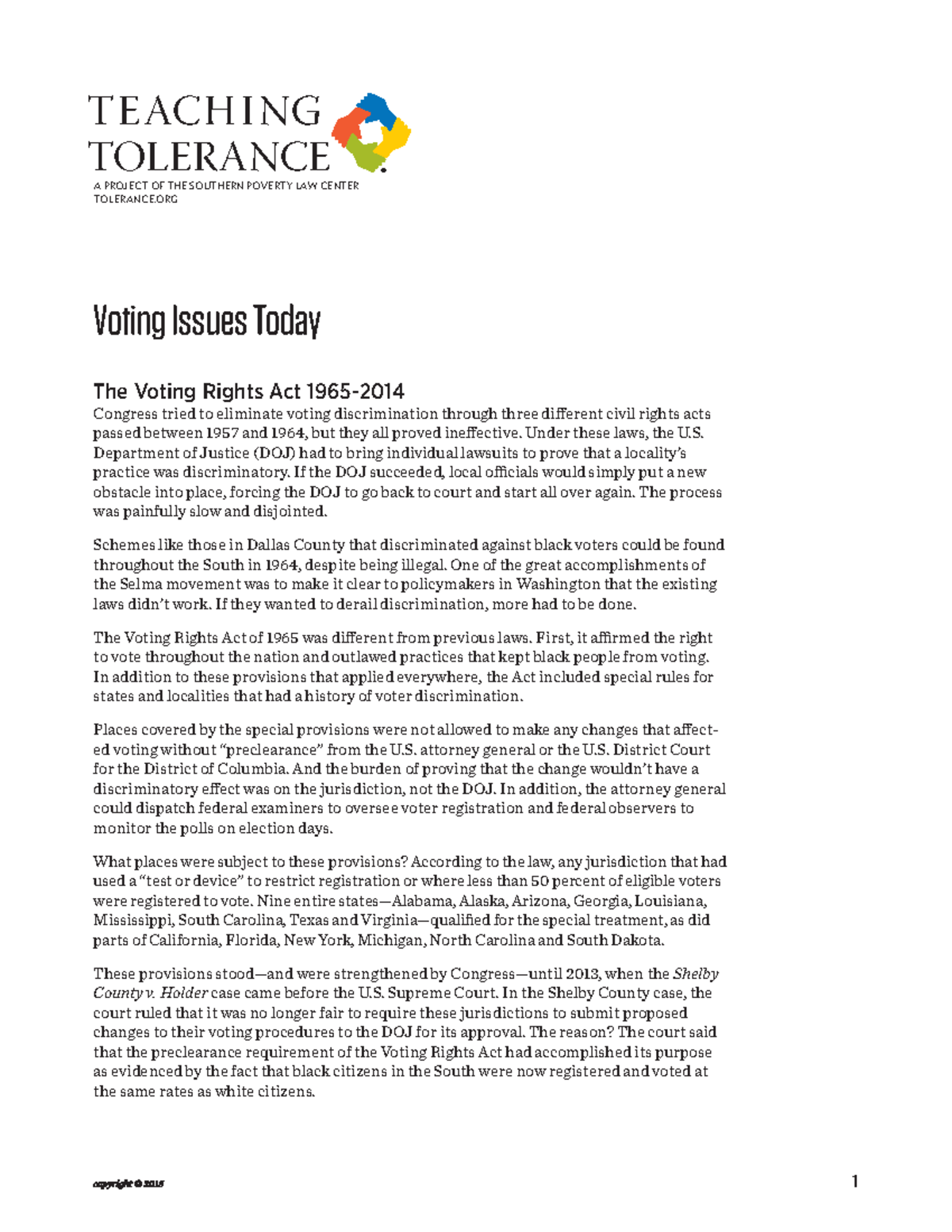 Voting Issues Today - sdabdbaso - 1 Voting Issues Today The Voting ...