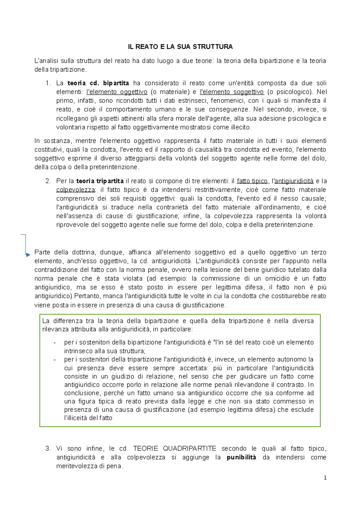 IL Reato E LA SUA Struttura - IL REATO E LA SUA STRUTTURA L’analisi ...