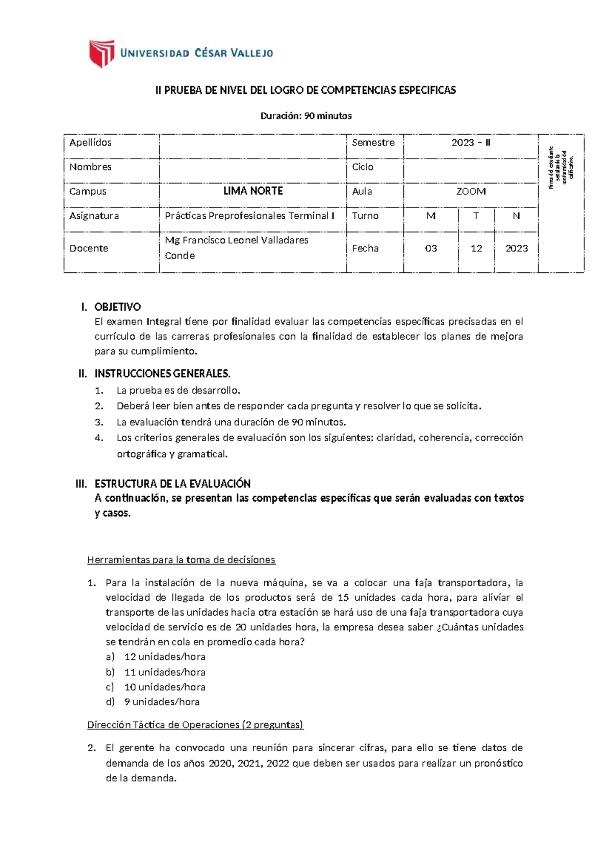 Noveno- PLC Nivel IV - IX Ciclo-diciembre 2023 - II PRUEBA DE NIVEL DEL LOGRO DE COMPETENCIAS ...